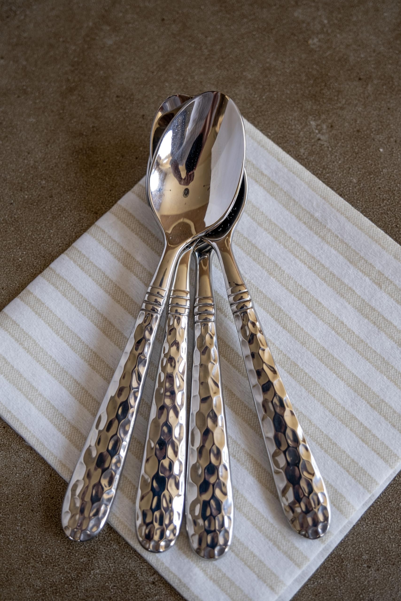 Vietri Martellato Demitasse Spoons 5"L 18/10 Stainless Steel Coffee Spoons, Espresso Spoons Set of 4