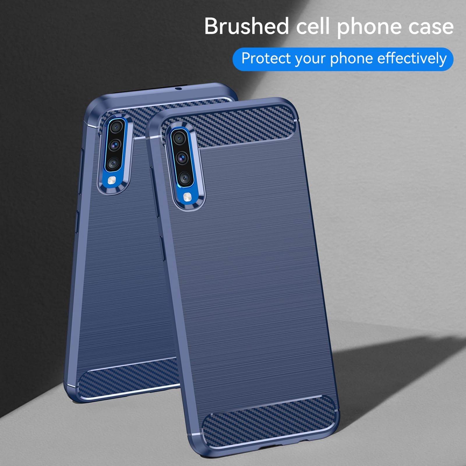 EUAGVQY for Samsung A50 Galaxy A50 Galaxy A50S Case Carbon Fiber Soft TPU Anti-Slip Durable Lightweight Protective Phone Cover for Samsung Galaxy A50(Blue)