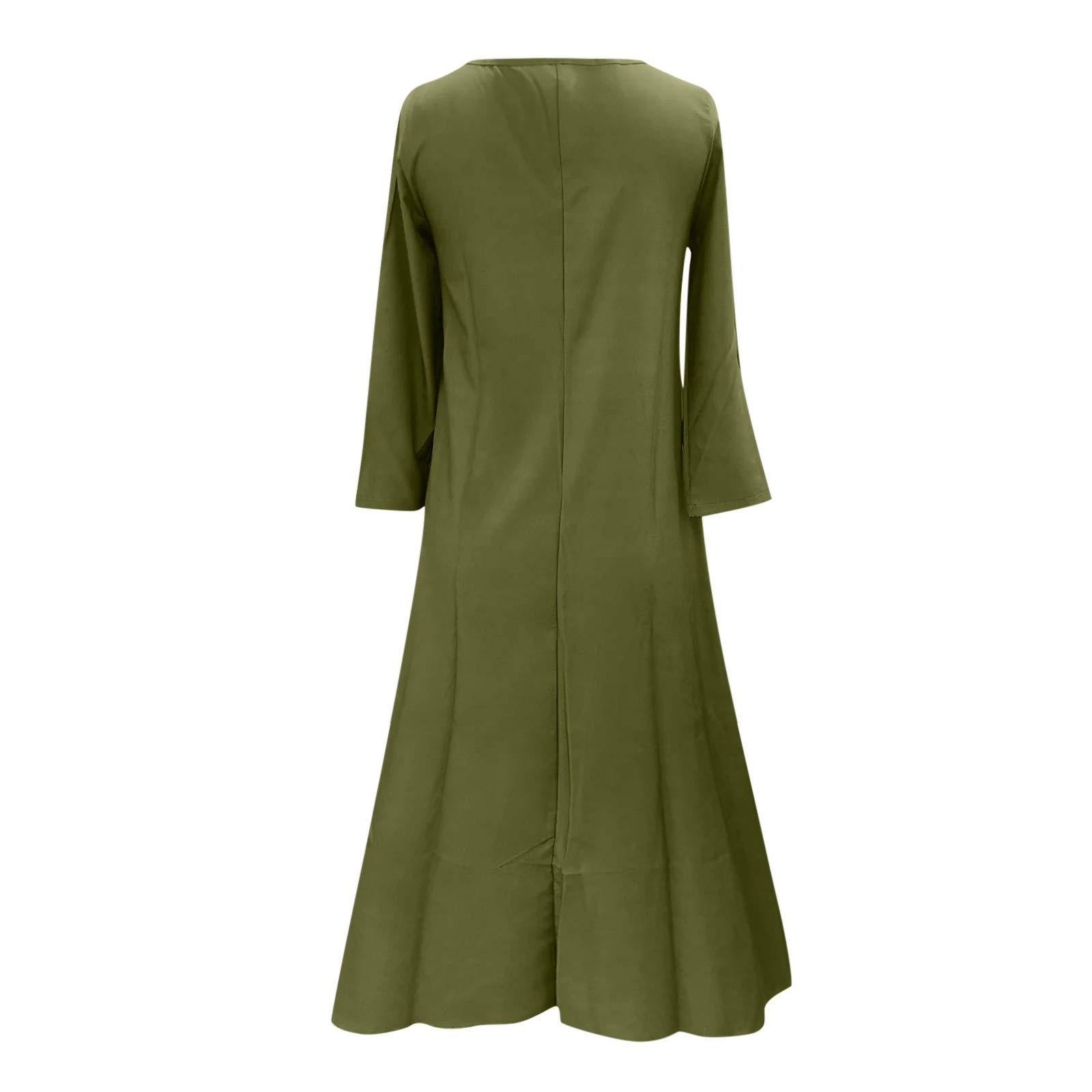 Floral Long Dress for Women Retro Button Maxi Dress Pattern Printed Layered Swing Dress Green