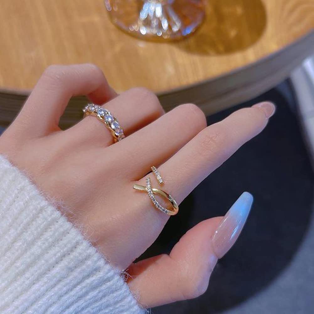 Flower Valley 18K Gold Plated Cubic Zirconia Open Twist Eternity Band for Women