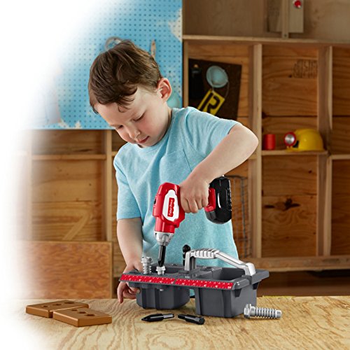 Fisher-Price Preschool Toy Drillinâ Action Tool Set with Sounds, 10 Pieces for Construction Pretend Play for Kids Ages 3+ Years