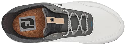 FootJoy Men's Stratos Golf Shoe, White/Charcoal, 13