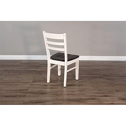 Pemberly Row 18" Wood Dining Room Ladderback Chair with Wood Legs for Kitchen, Modern Restaurant Chairs in Off White and Dark Brown