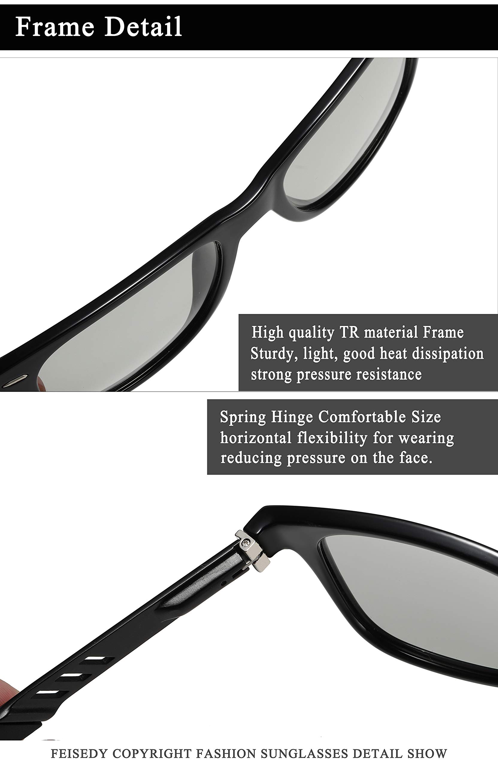FEISEDY Vintage Polarized Photochromic Sunglasses Men Women 100% UV Protection Outdoor Square Sunglasses B1001