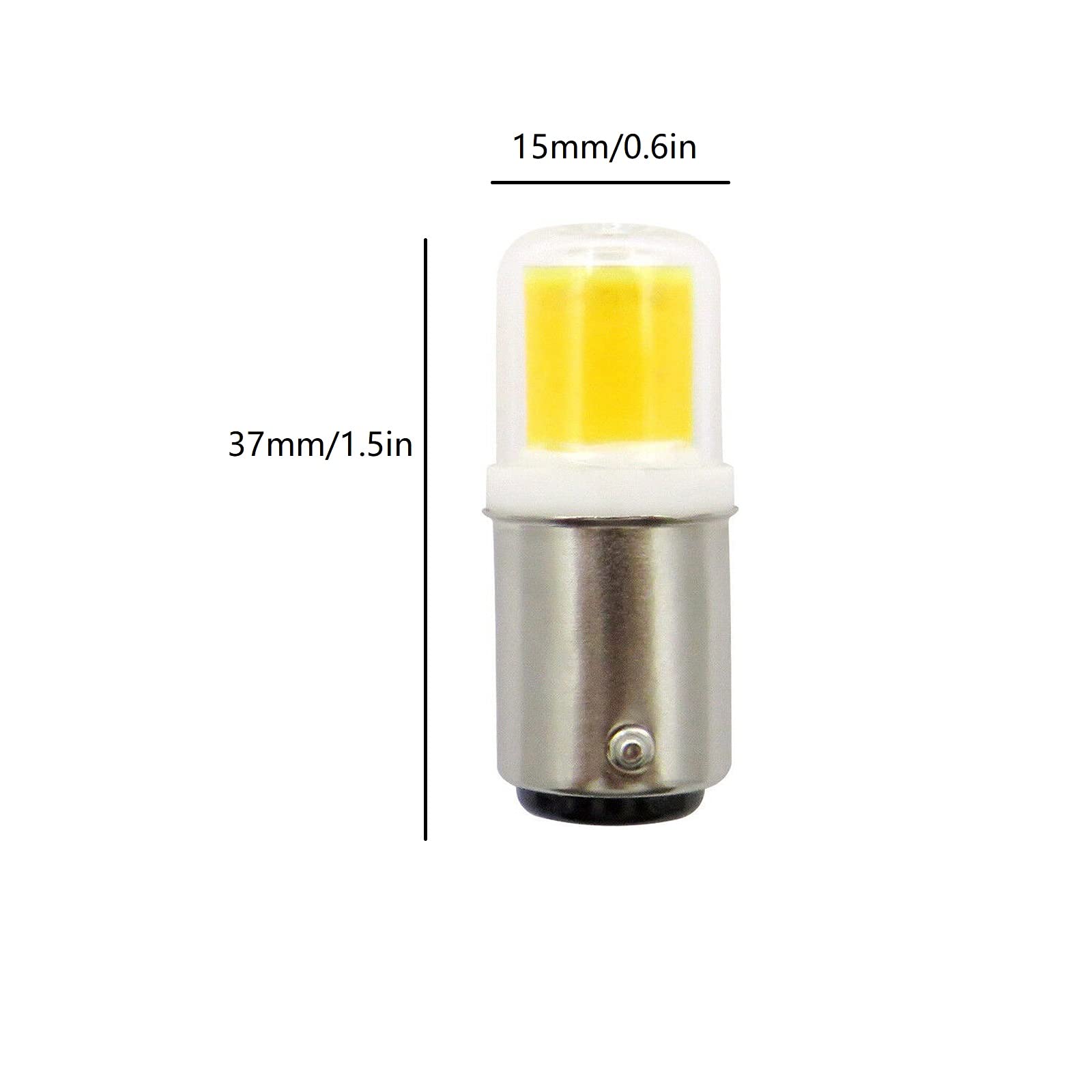 YDJoo BA15D LED Bulb 5W Dimmable COB Bulbs BA15D Double Contact Bayonet Base 50W JD Type T4 Halogen Equivalent Cool White 6500K Sewing Machine Bulb, 4 Pack