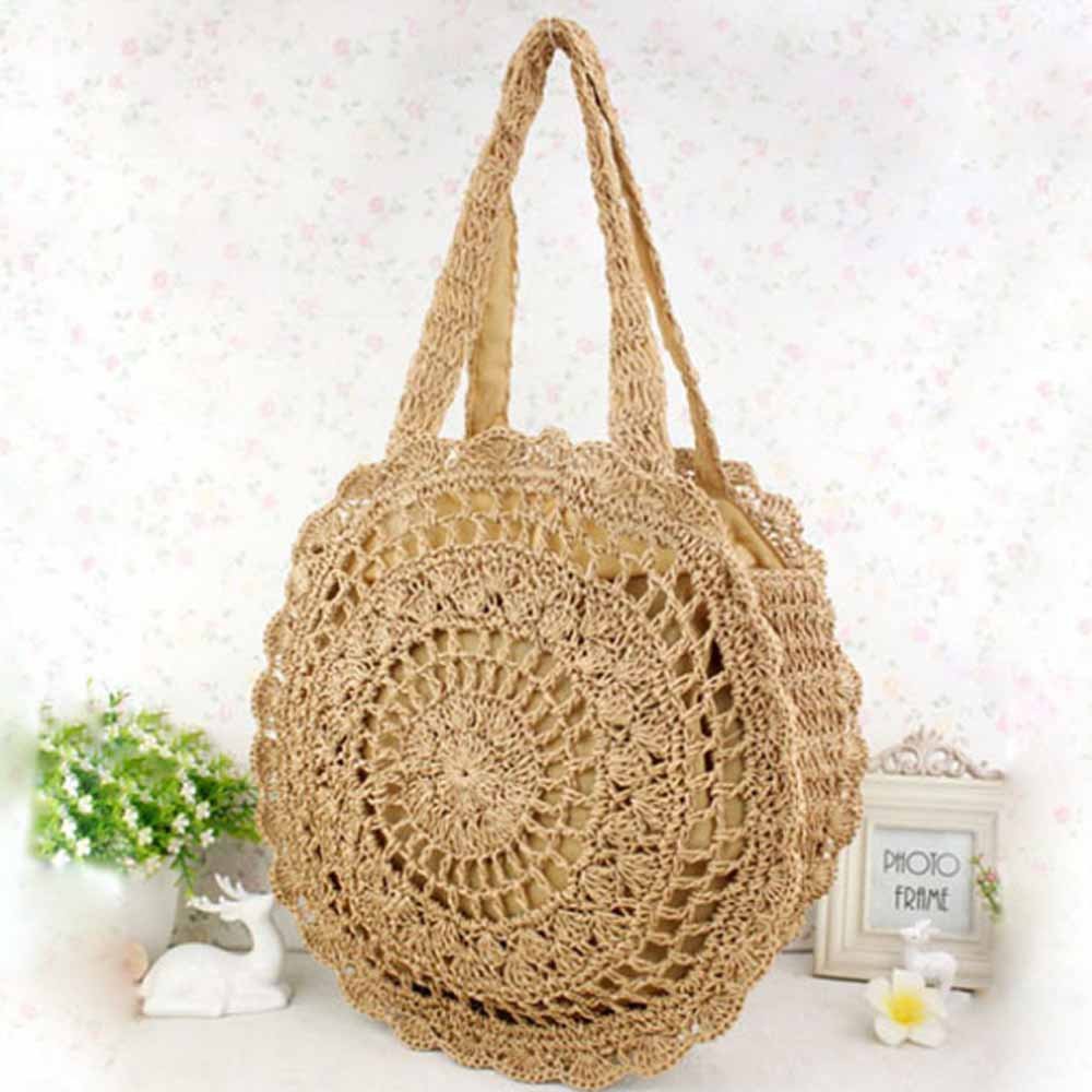 FiveloveTwo Womens Lightweight Handmade Handbag Large Crochet Shoulder Summer Bag Shopper Top Handle Tote Purse