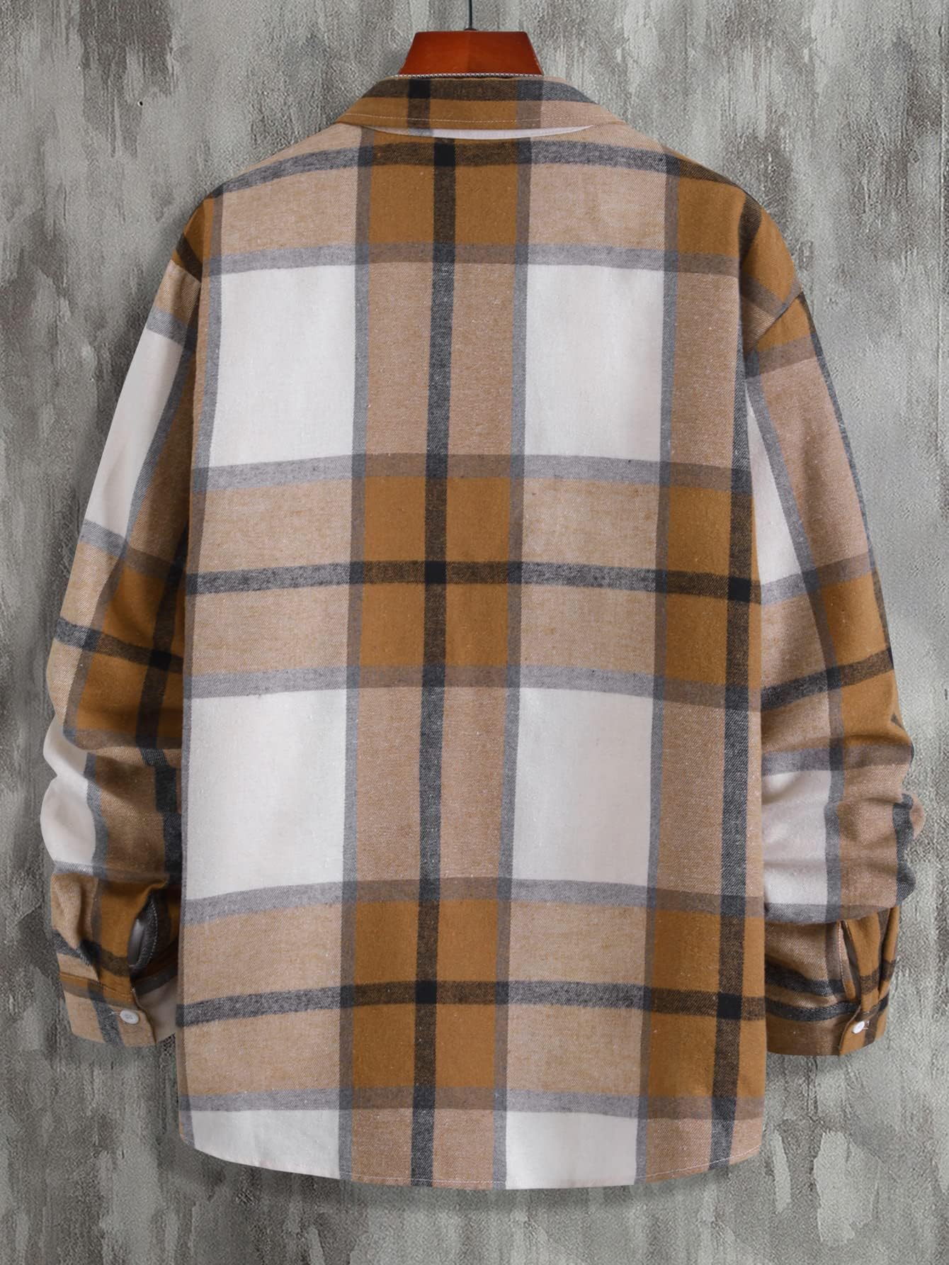 Floerns Men's Plaid Flannel Shirts Long Sleeve Regular Fit Button Down Causal Shirts Brown Plaid XL