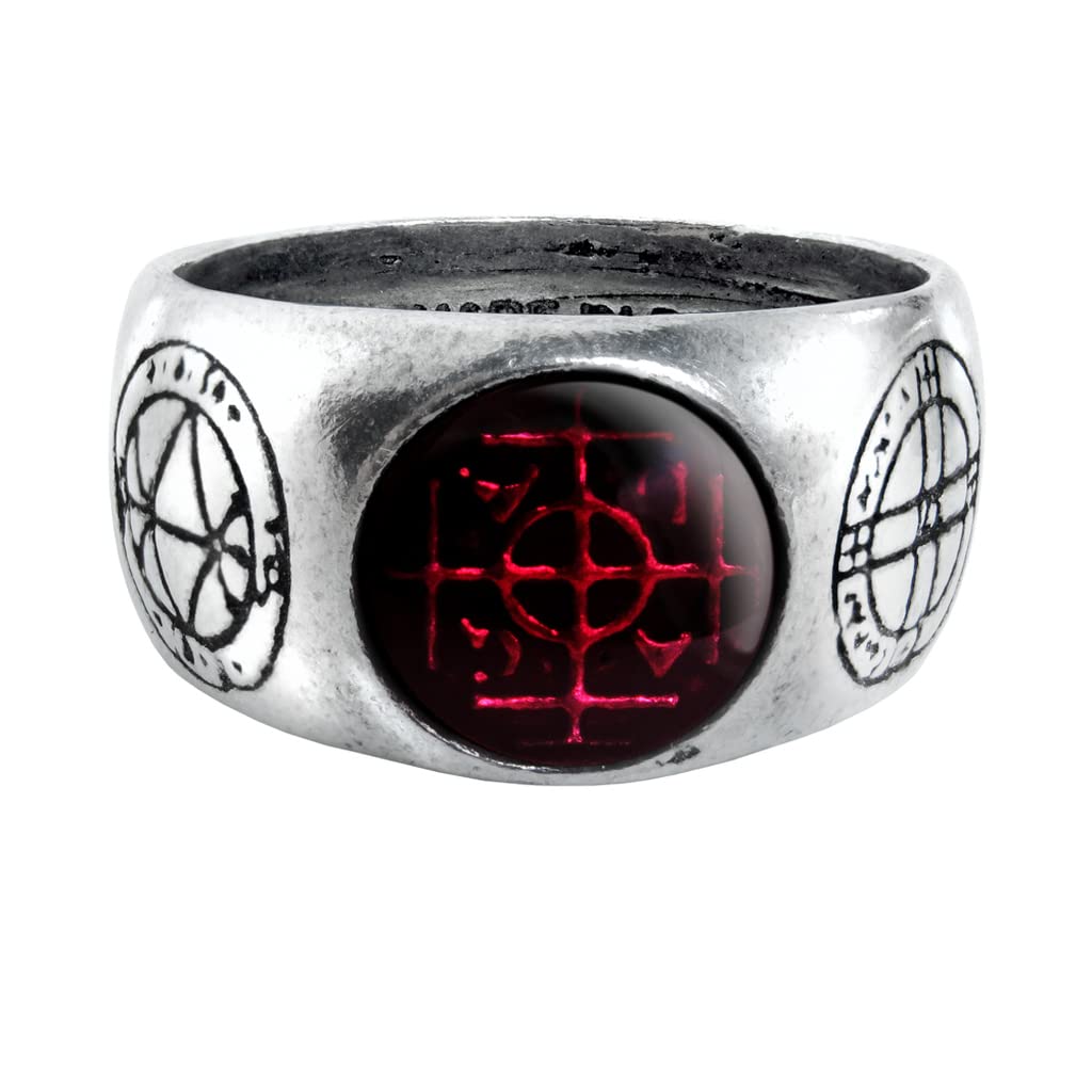 Five Magical Talismans Profit and Protection Agla Red Gemstone Ring By Alchemy Gothic Size 8.5