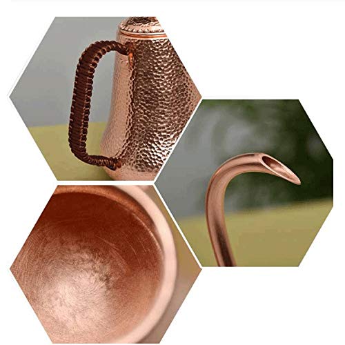 UXZDX Hammered Coffee Tea Pot Pure Red Copper Premium Quality Drip Kettle Spout Long Mouth Coffee Kettle Teapot- 900ml