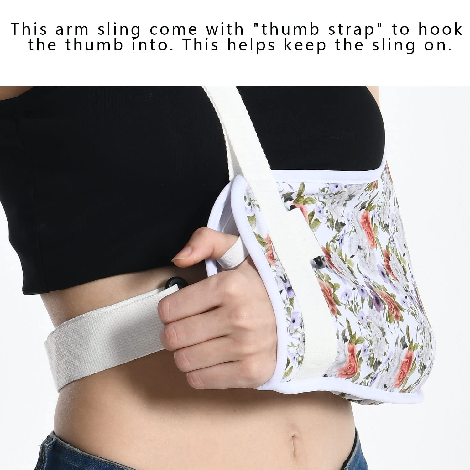 Fotgok Breathable Arm Sling with Waist Belt for Shoulder Women-Shoulder Immobilizer with Strong Support-Breathable Arm Support Brace for Shoulder Injury, Peony