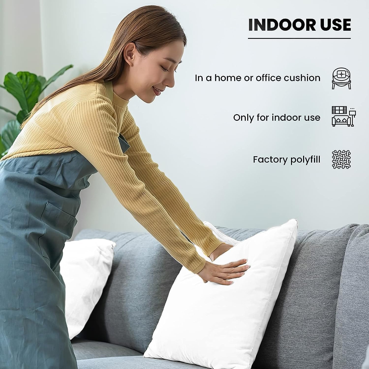 Foamily Throw Pillows Insert - Single Pillow 26" x 26" Inches for Bed and Couch - 100% Machine Washable Cotton Pillow - Indoor Decorative Throw Pillows for Couch & Bed