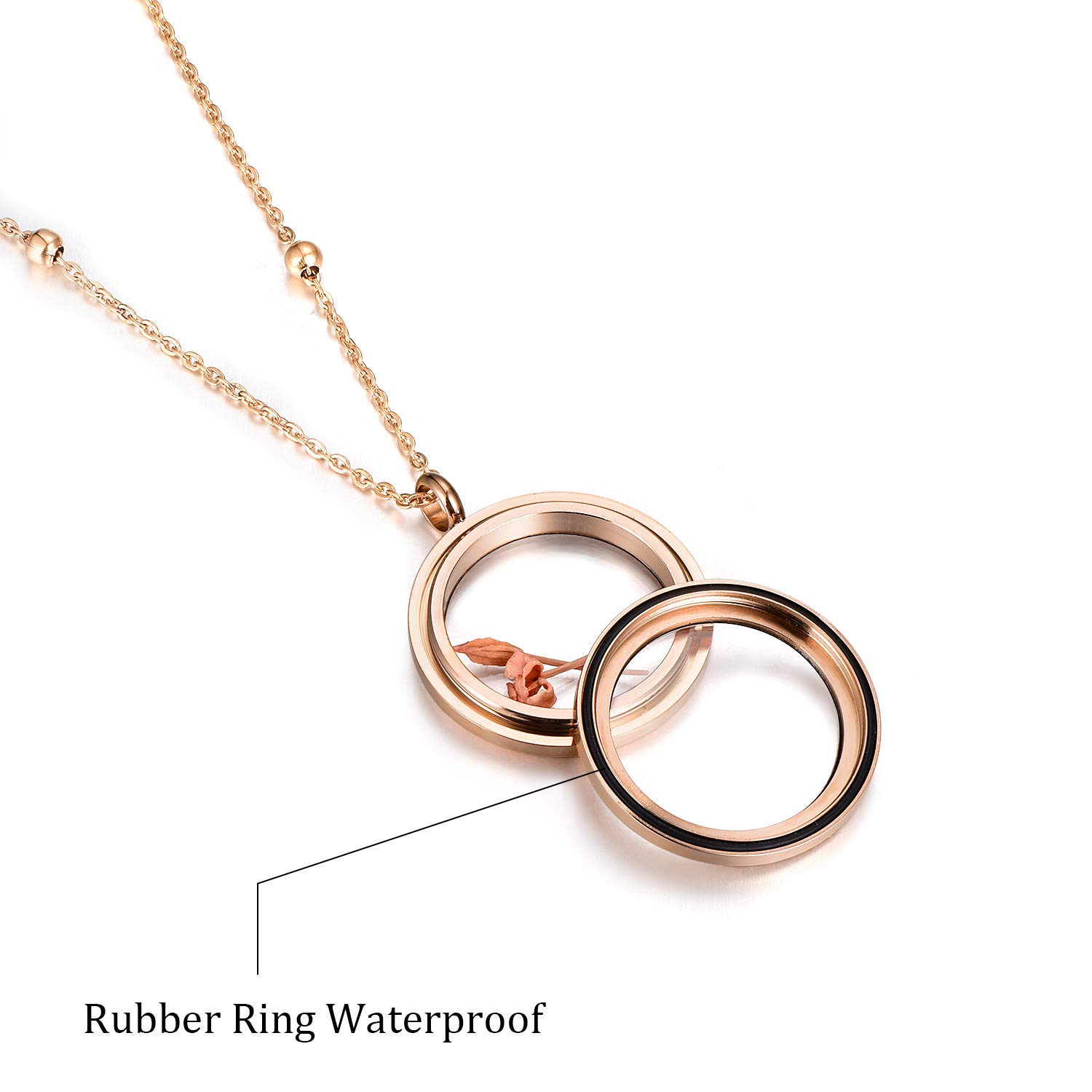 EVERLEAD Floating Charm Necklace, Stainless Steel Floating Locket Necklace Including Chain and Birthstones