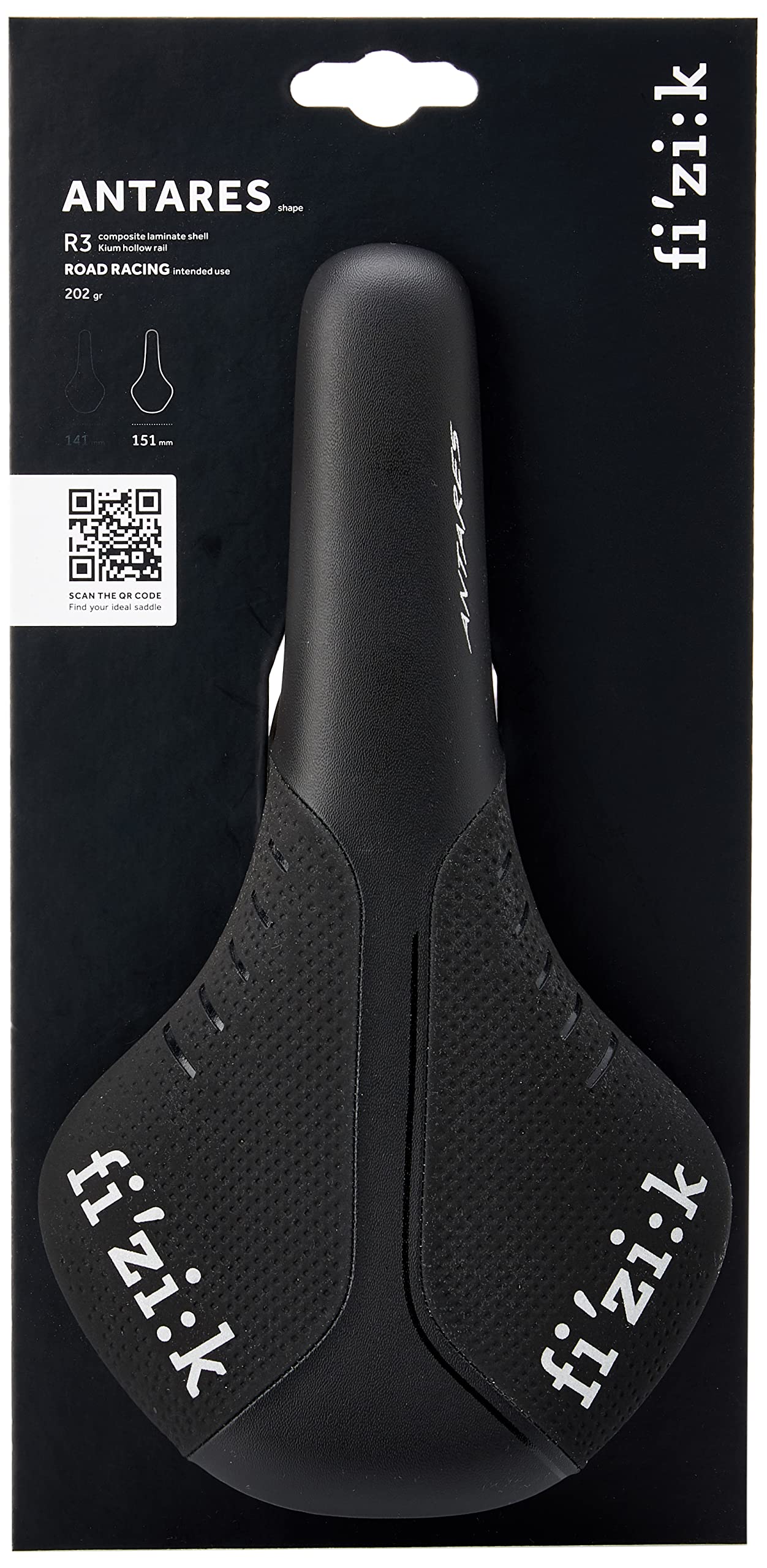 Fizik Antares R3 - k:ium Rails - Black/Black/White - Large