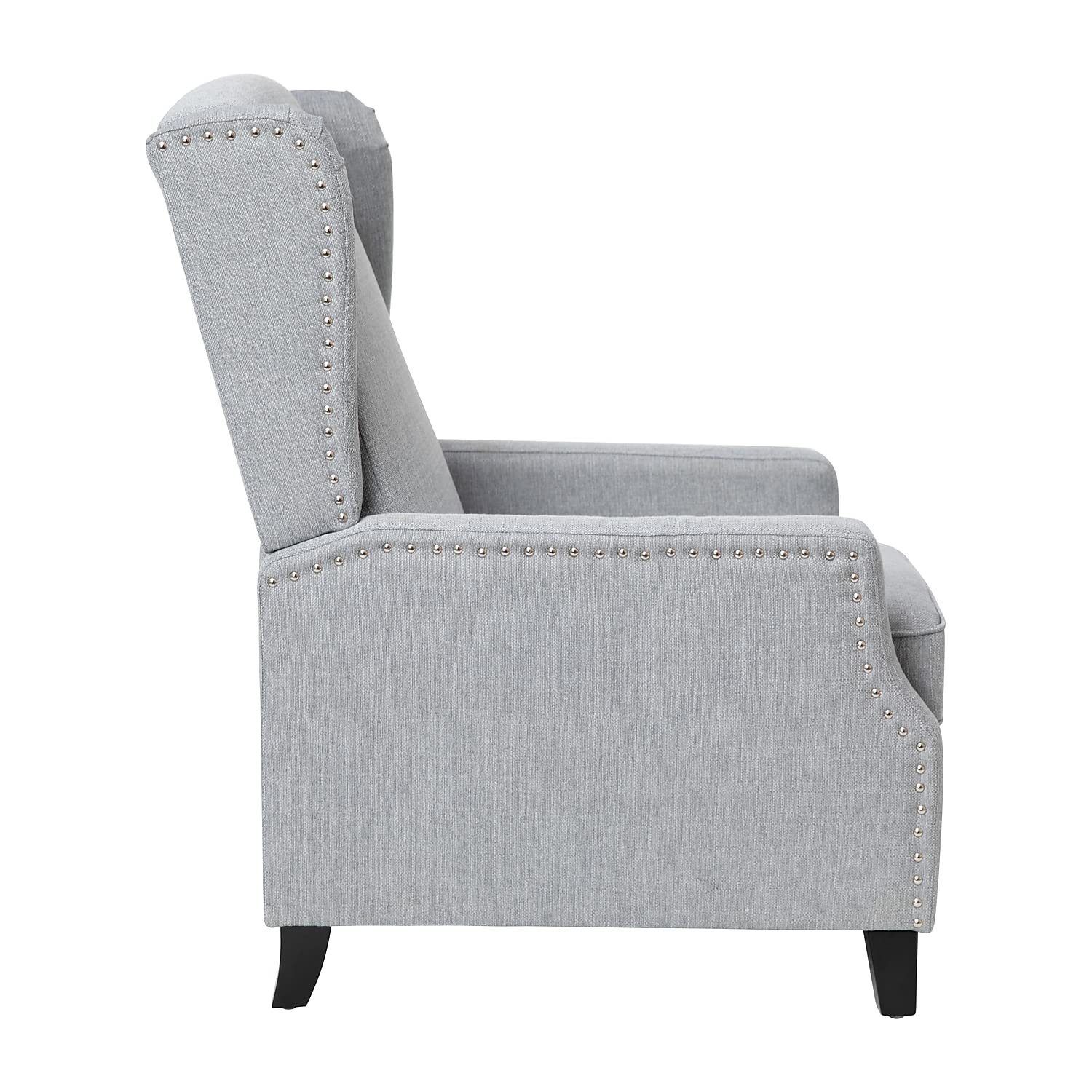 Flash Furniture Prescott Polyester Fabric Upholstered Slim Wingback Recliner, Modern Pushback Recliner Chair with Pocket Spring Seat, Gray