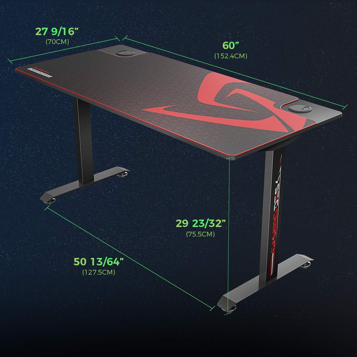EUREKA ERGONOMIC Gaming Desk 2 People 60 Inches Large Computer Desk Gaming T-Shaped Home Office PC Laptop Writing Table with Full-Covered Mouse Pad Popular Gift for E-Sports Lover Black