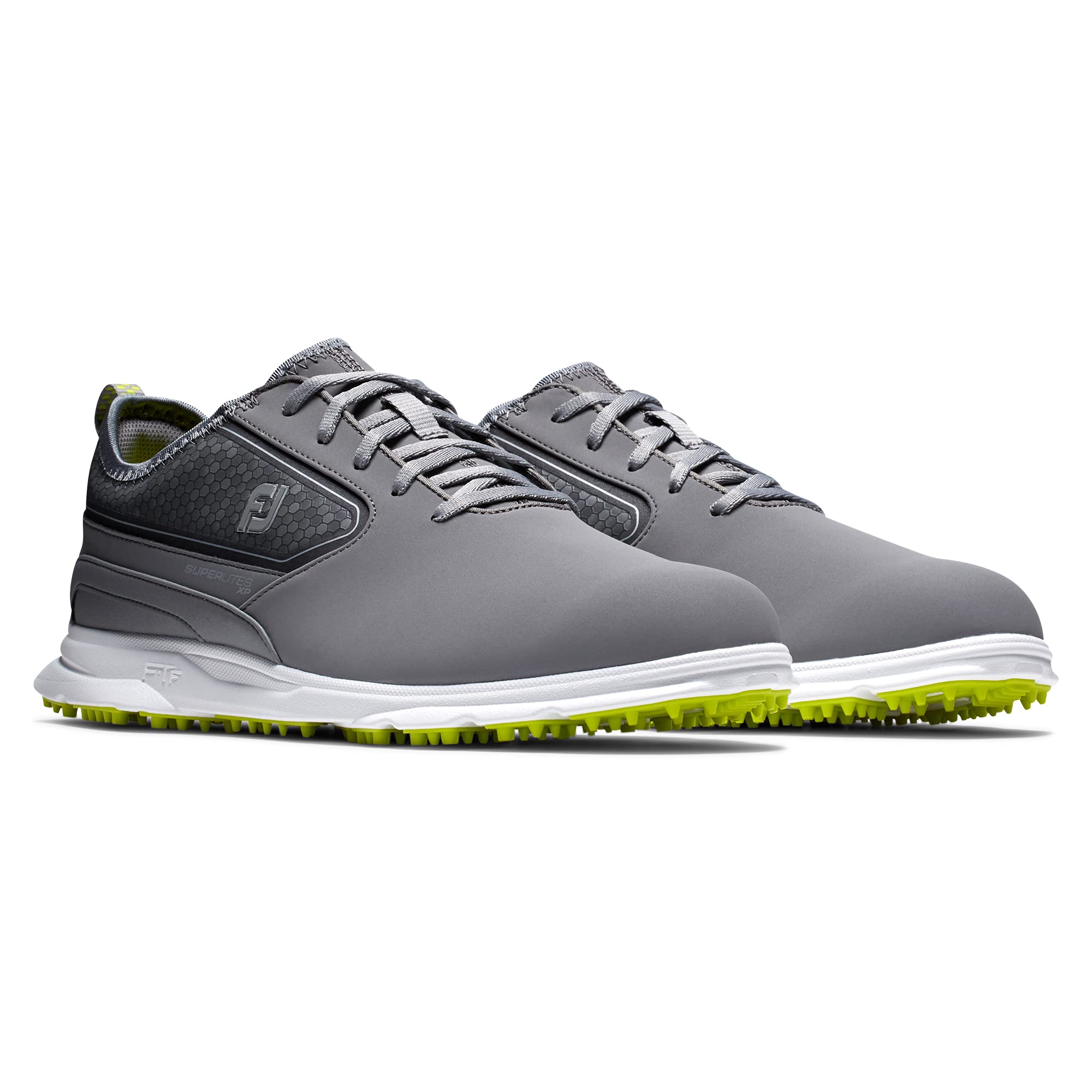 FootJoy Men's Superlites XP Golf Shoe, Grey/Lime, 12 Wide