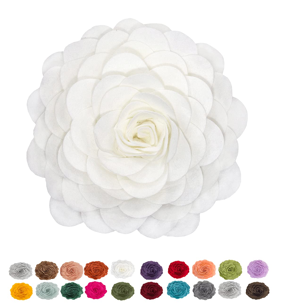 Fennco Styles Eva's Flower Garden Decorative Throw Pillow Cover 16" Round - Ivory Floral Accent Pillow Case for Home, Couch, Bed, Living Room, Holiday and Office Décor