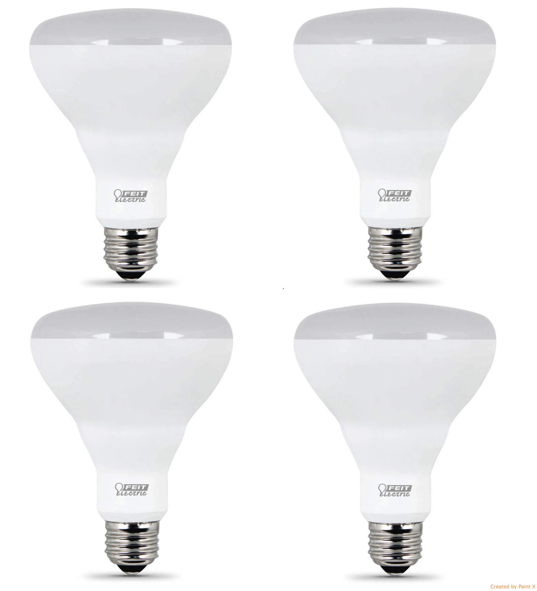 Feit LED Dimmable BR30 Flood Soft White Bulbs 65 Watts, Uses 11.5 Watts, 4 Pack