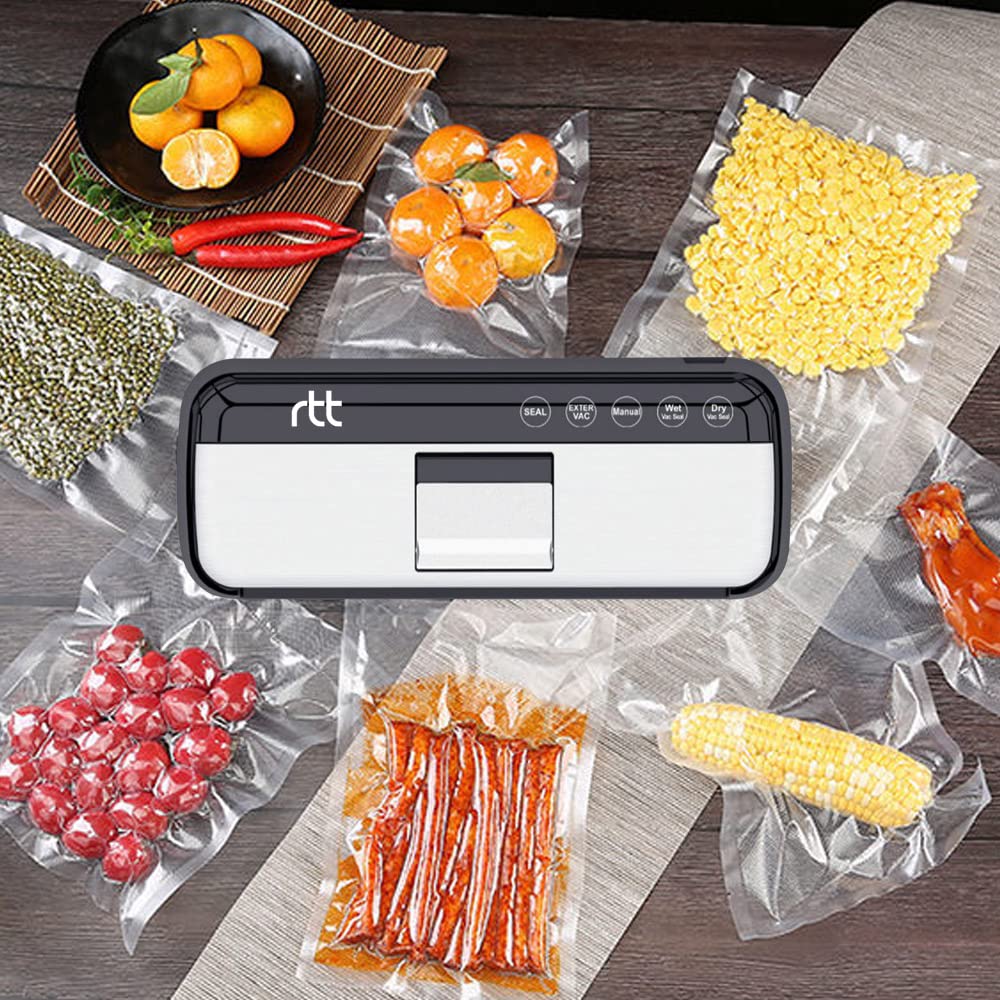 Food Vacuum Sealer Machine Powerful Suction - Automatic Food Sealer Vacuum Sealer for Food Preservation - Dry Moist Mode Led Indicator Lab Tested - With Jar Bottle Can Sealing External Port