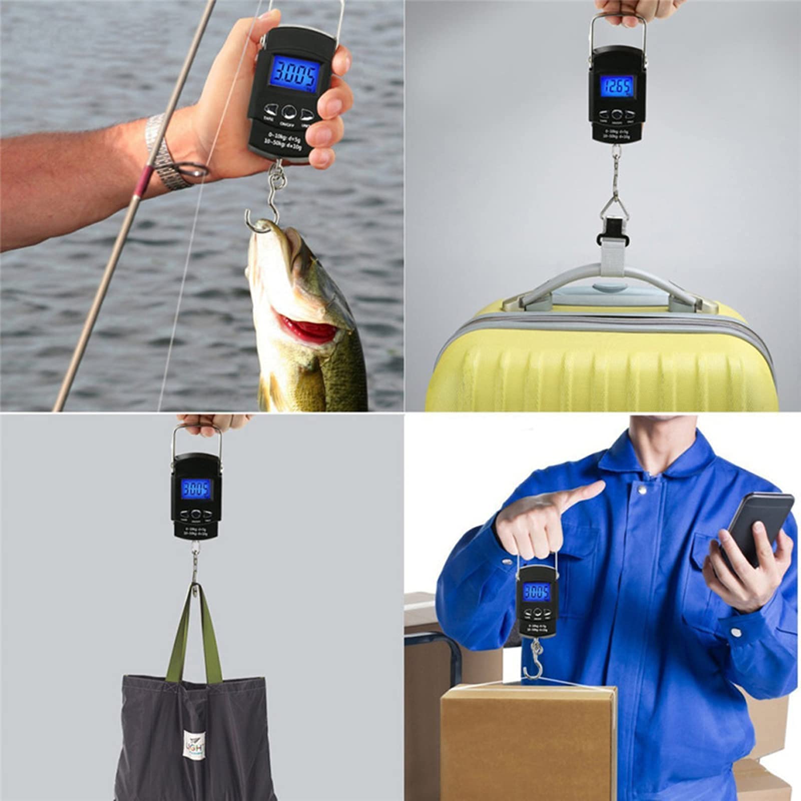 Fish Scales Digital Weight,Digital Fishing Scale 110lb/50kg with Built-in Measuring Tape,Fish Gripper (Blue)