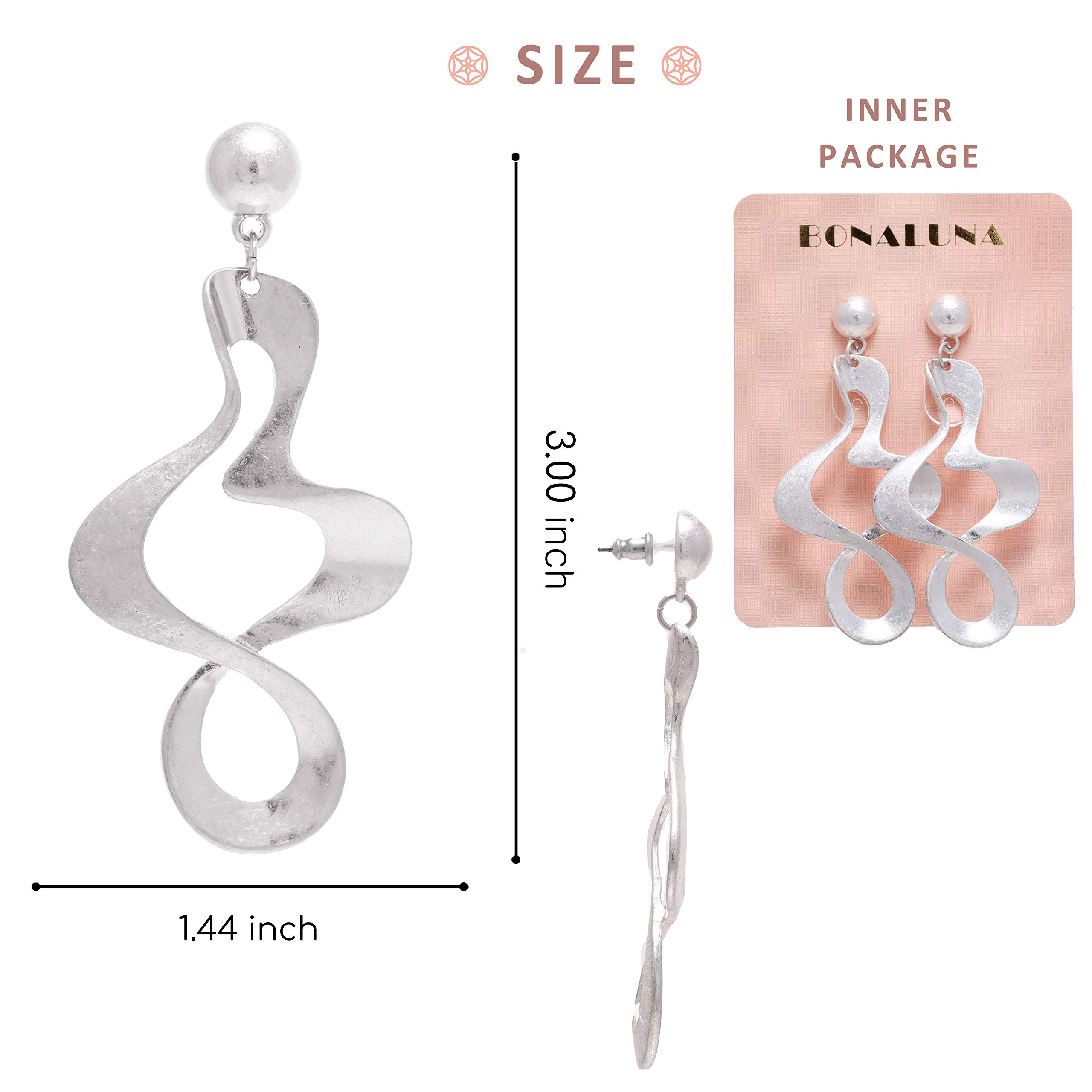 Flowing Water Abstract Metal Frame Bold Statement Drop Earrings for Women