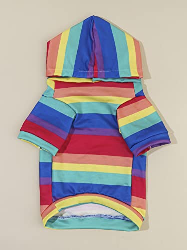 QWINEE Rainbow Colorful Dog Hoodie Sweatshirt Dog Shirt Cat Clothes for Puppy Kitten Small Dogs Multicolor X-Small
