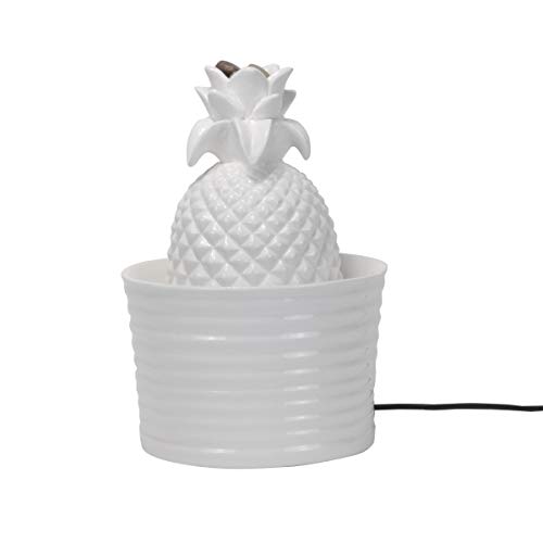 Foreside Home & Garden Pineapple Indoor Water Fountain with Pump, White
