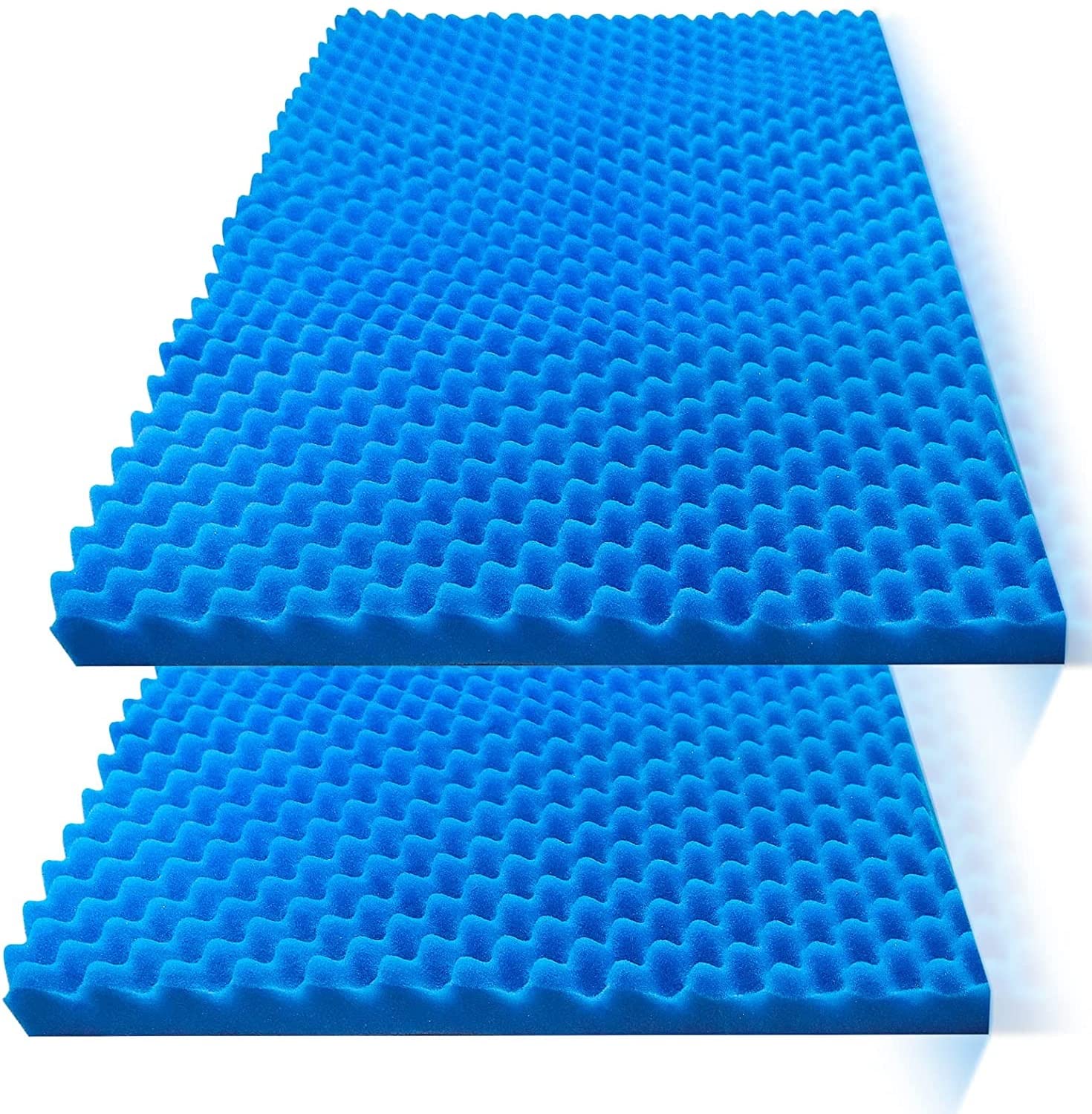 Frcevzoie 2 PACK Acoustic Panels 24âĂ48âĂ2â Egg Crate Foam sound proof foam panels for walls sound proof panels for walls High Density Acoustic Foam Wedges Sound Proofing Padding for Wall - Blue