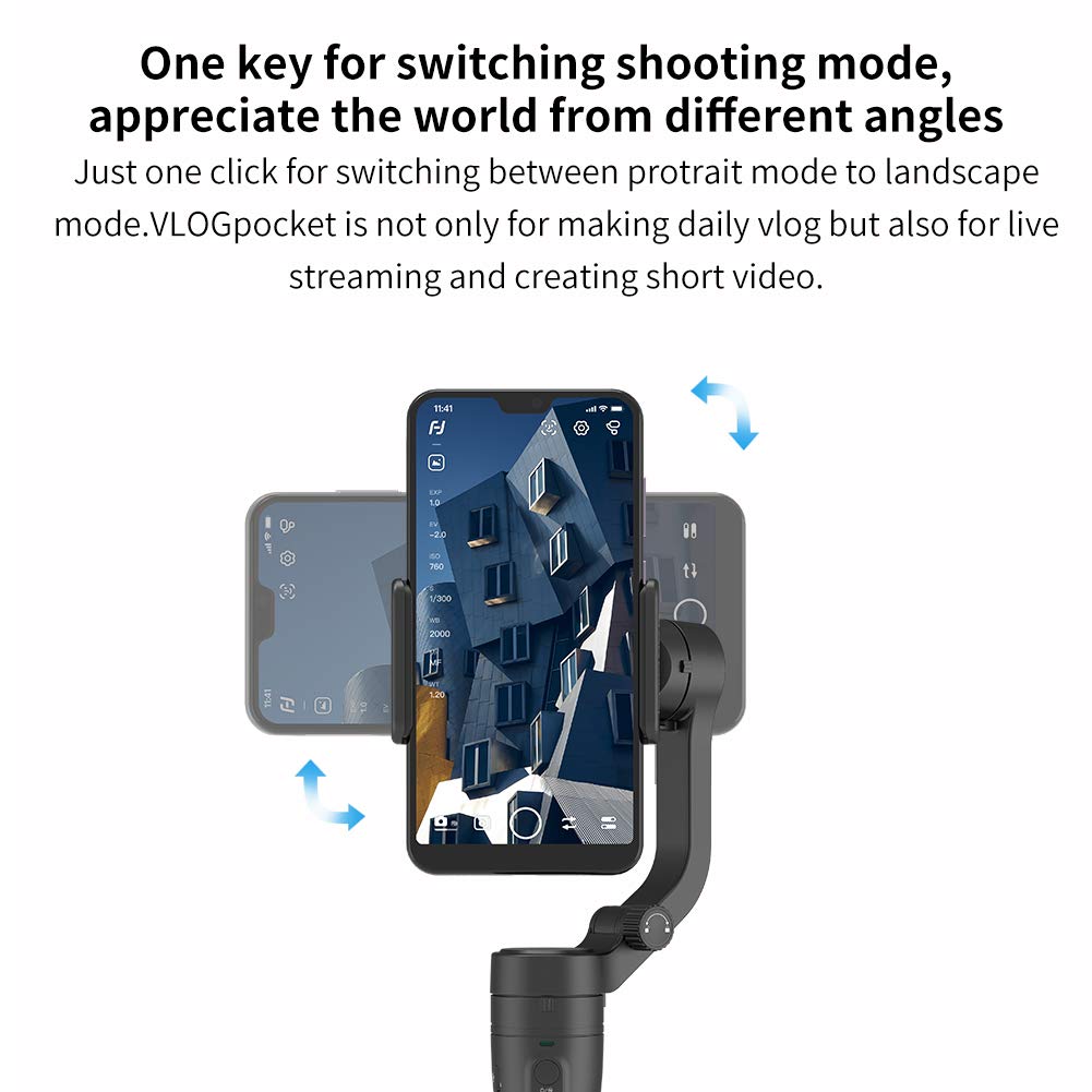 FeiyuTech Official VLOG Pocket 3 Axis Smartphone Gimbal Handheld Stabilizer Vlog YouTube TIK Tok Live Video Fits iPhone SE 11 Pro XR X Android Smartphone Samsung Note 9 S10+ Huawei P40 P30 P20 Pro