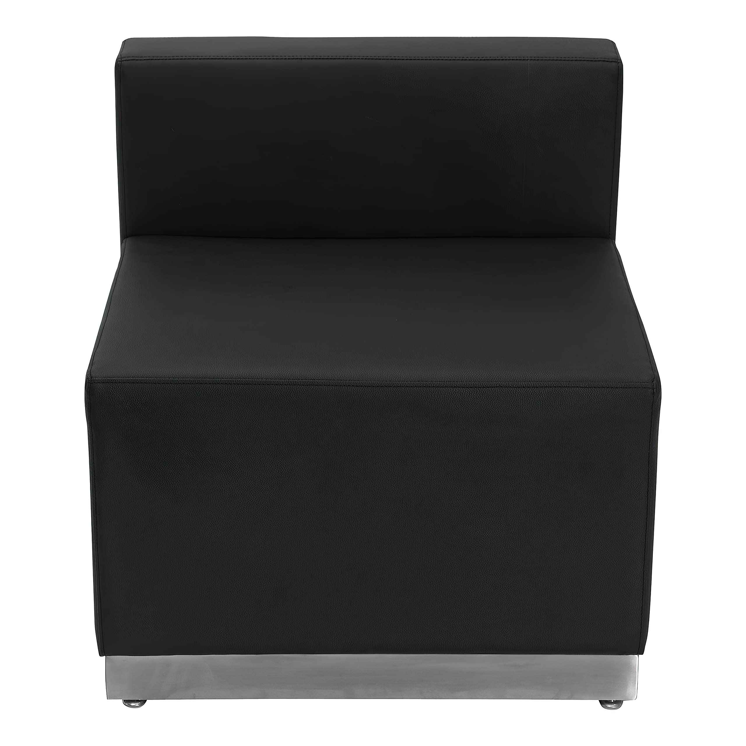 Flash Furniture HERCULES Alon Series Black LeatherSoft Chair with Brushed Stainless Steel Base