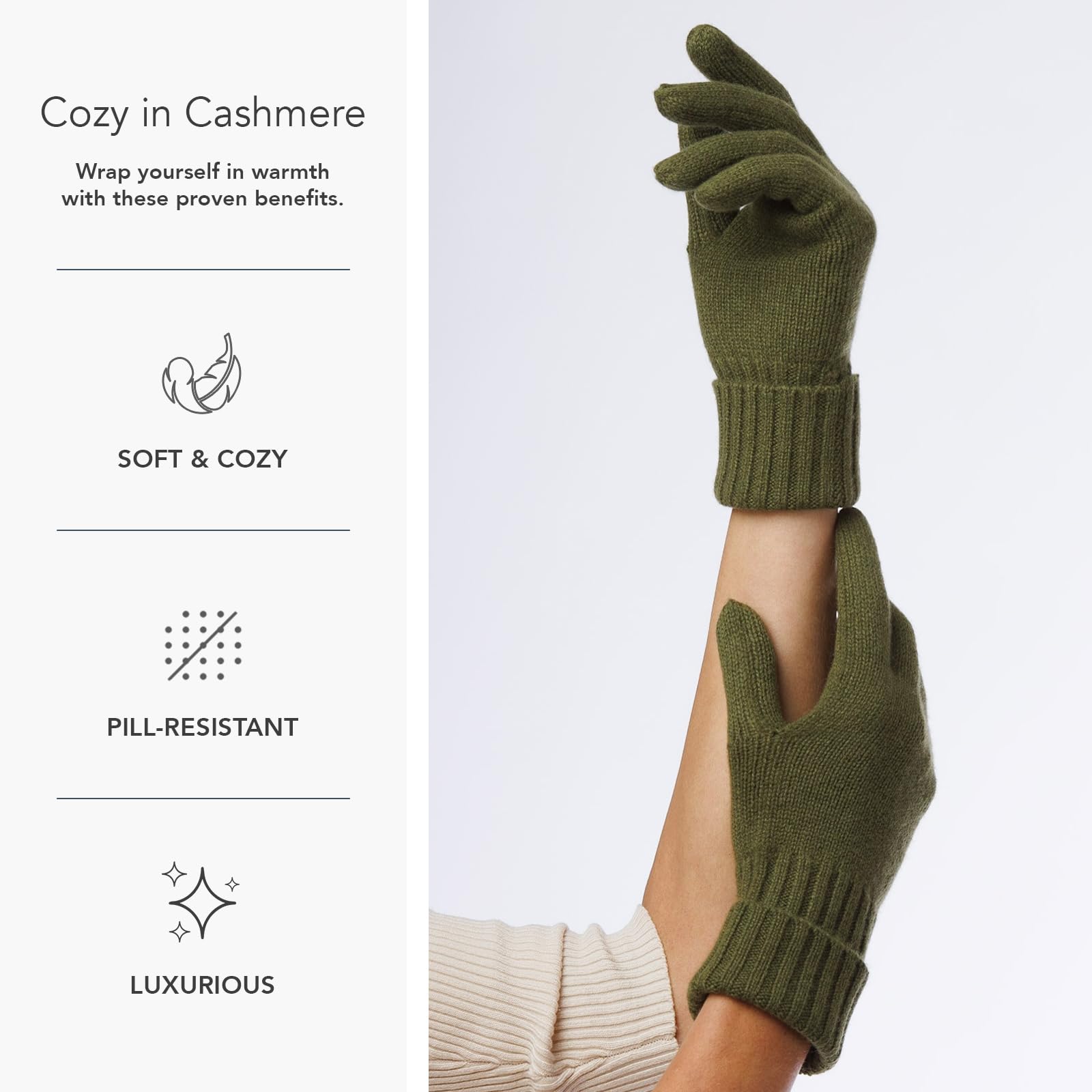 Fishers Finery Women's 100% Pure Luxury Cashmere Gloves with Ribbed Cuff Black