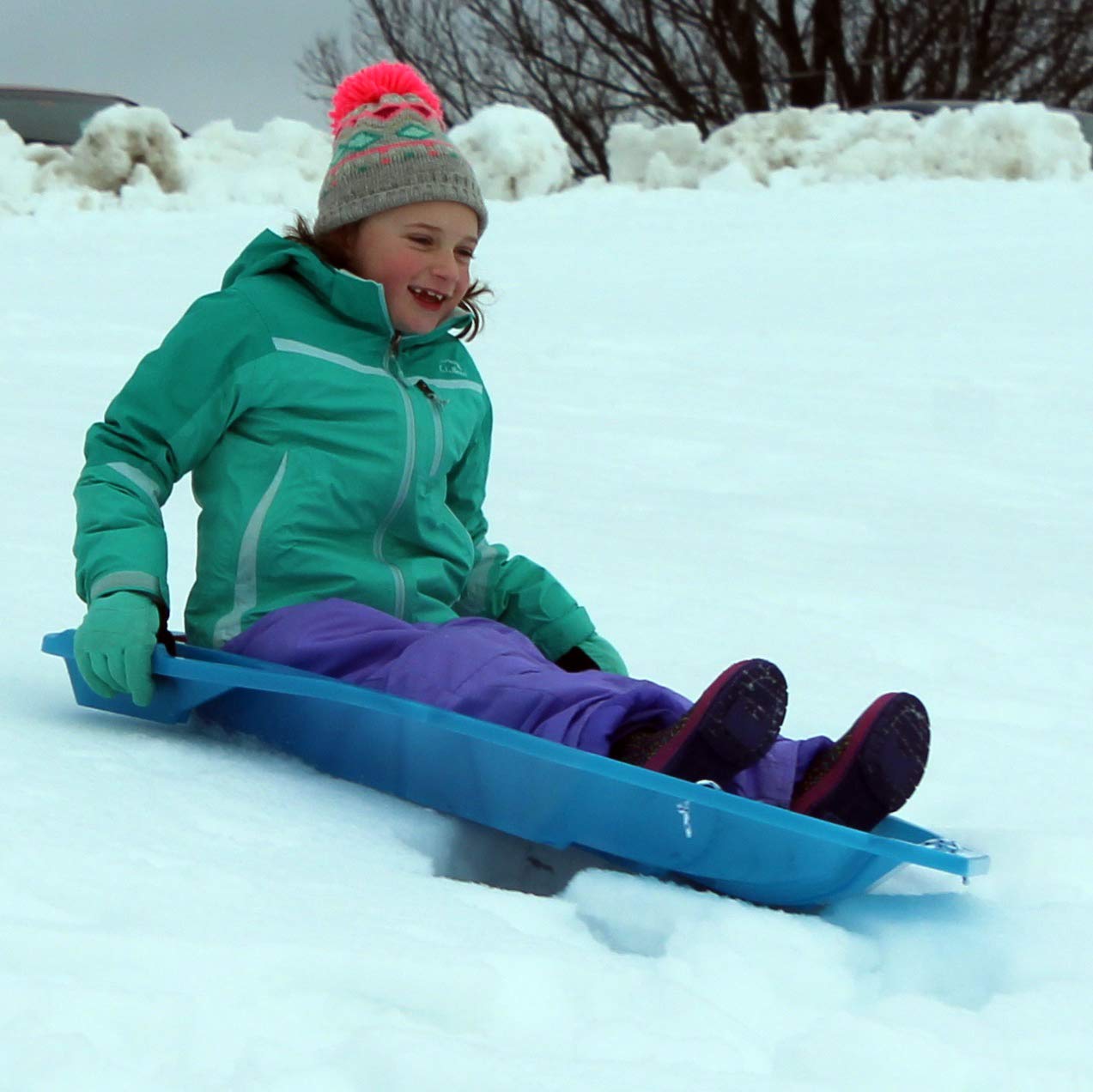 Flexible Flyer Slalom Master Steerable Snow Sled. Plastic Sno Slider Bobsled (48 x 26 x 4 inches)