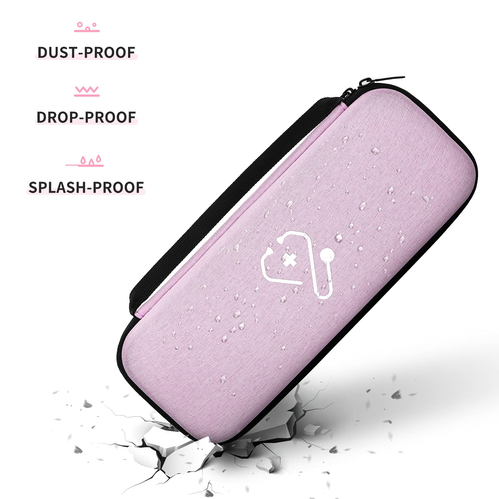 YINKE Stethoscope Case for 3M Littmann Classic III/Cardiology IV/Lightweight II S.E. & MDF Acoustica Stethoscope, Hard Organizer Storage Bag for Nurses and Doctors Accessory (Pink)