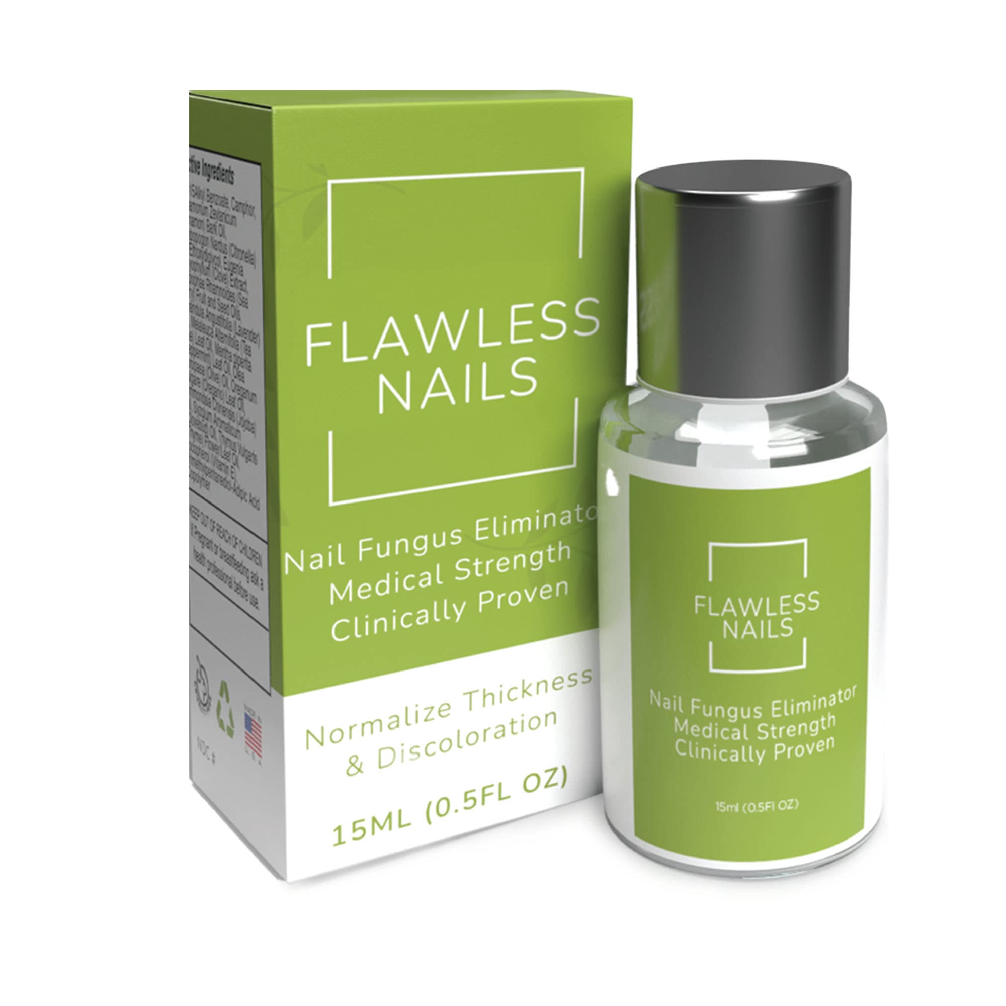 Flawless Nails Toenail Fungus Treatment | Clinically Proven Formula with Tolnaftate | Toe Fungus Nail Treatment Extra Strength Fast Acting | Athletes Foot Treatment and Antifungal Nail Polish (15mL)