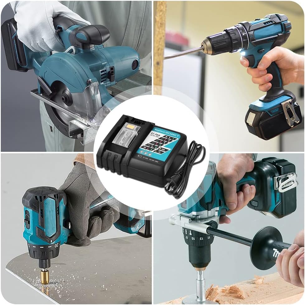 Fast DC18RC Charger Compatible with Makita 14.4V 18V Lithium-Ion Battery BL1815 BL1830 BL1840 BL1845 BL1850 BL1860 Replacement for Makita DC18RC Battery Charger