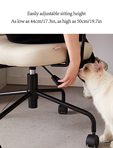 EviKoo Rotating PU Leather Office Chair, Adjustable Height Small Low Back Elegant Task Chair, Home Computer Chair, Armless Desk Chair Desk Chairs (Size : Armless, Color : White_29.9-32.3IN)