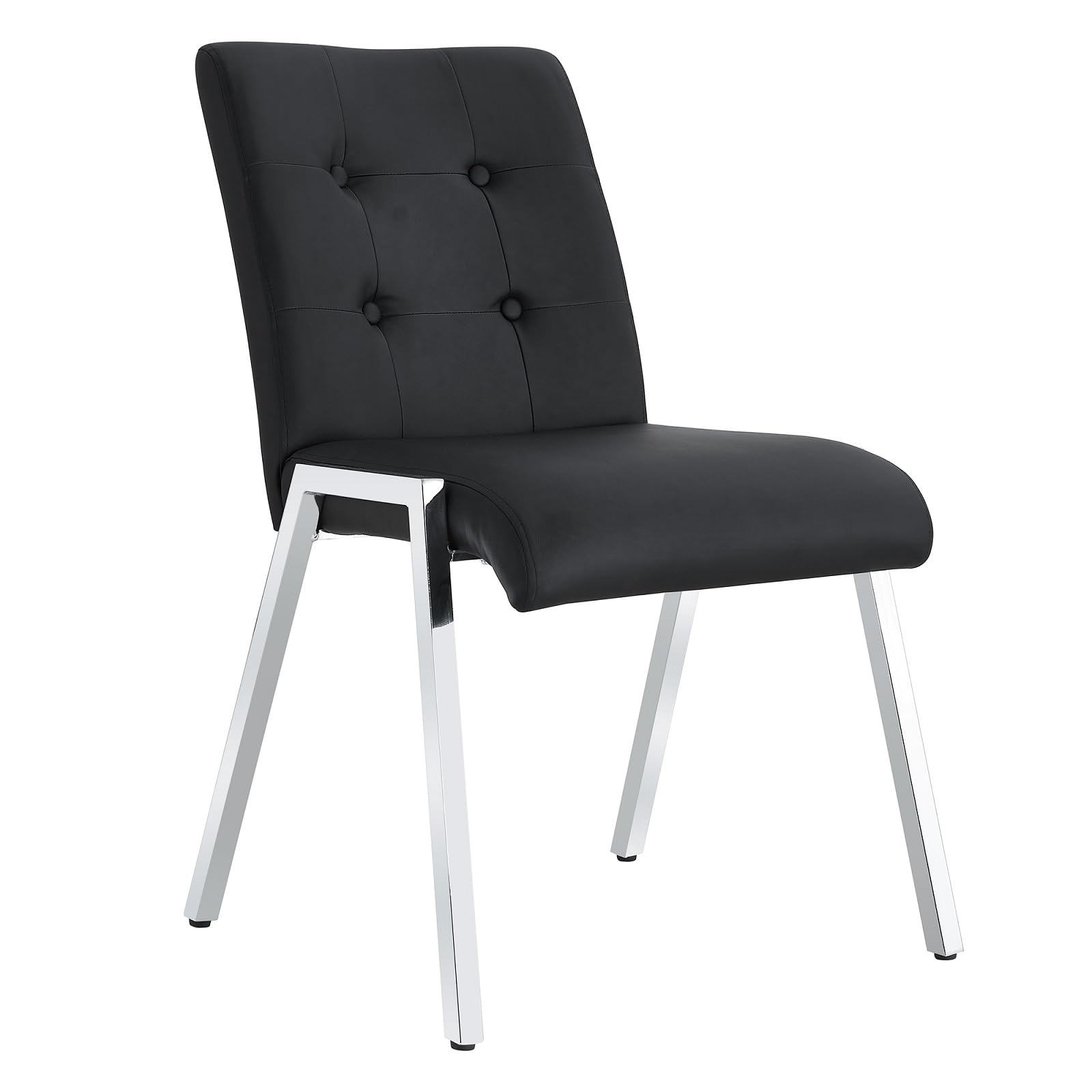 EXZLFA Armless Dining Chairs Set, PU Upholstered High Back Make Up Chair with Electroplated Metal Legs ,Suitable for Restaurants Living Rooms Kitchens Dressing Room (4-Piece Grey)