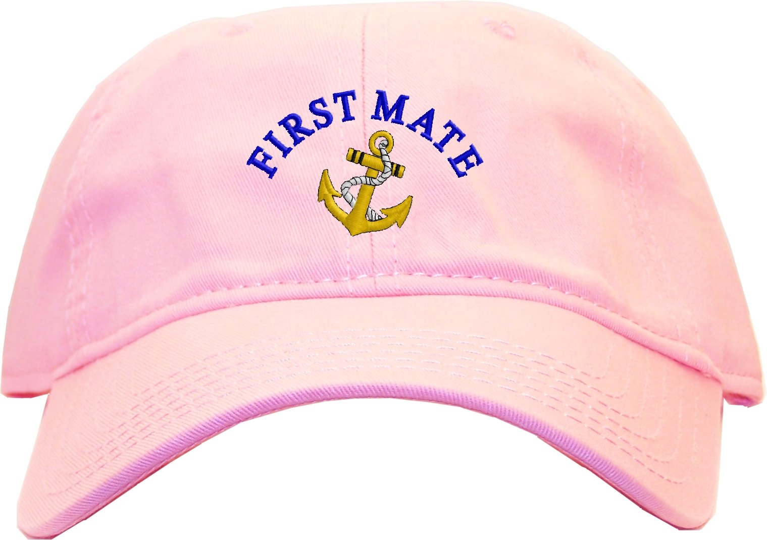First Mate with Ships Anchor Embroidered Low Profile Ball Cap - Pink