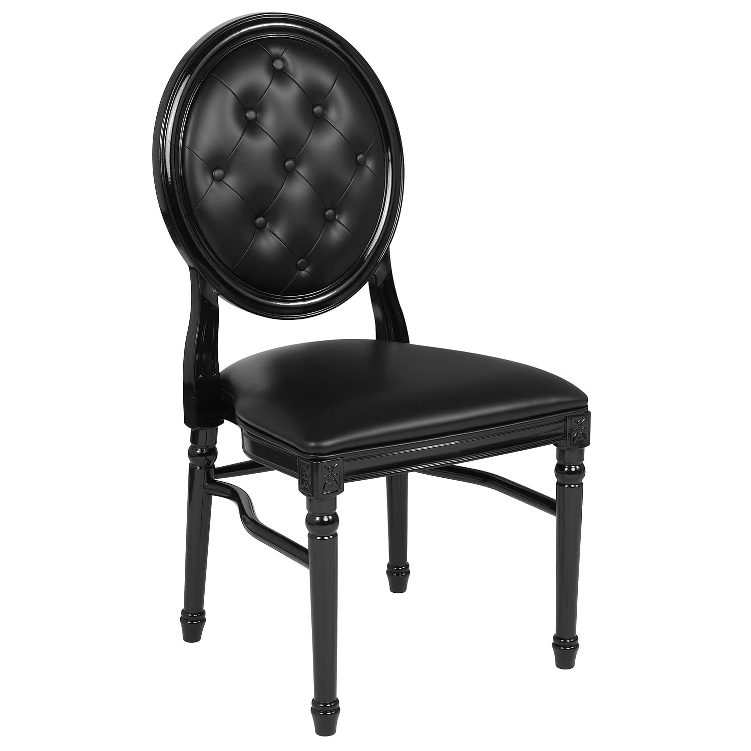Flash Furniture HERCULES Series 900 lb. Capacity King Louis Chair with Transparent Back, Black Vinyl Seat and Black Frame