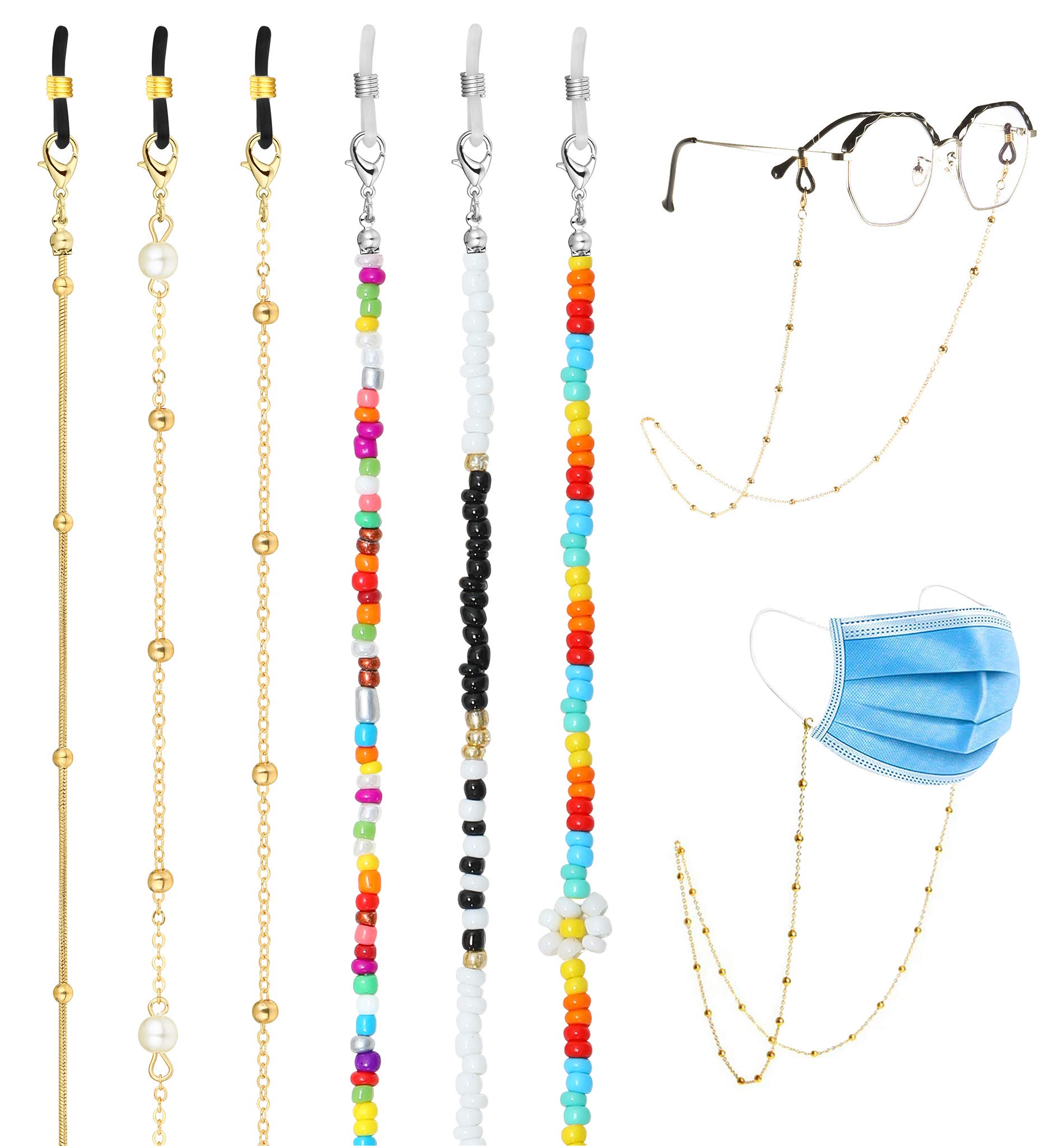 FUNEIA Mask Chain Eyeglass Chain Lanyard for Women Men Mask Lanyard Eyeglass Holder Chain Strap Gold Link Necklace Around Neck Eyeglass Chain Retainer Hanger Keeper Accessory