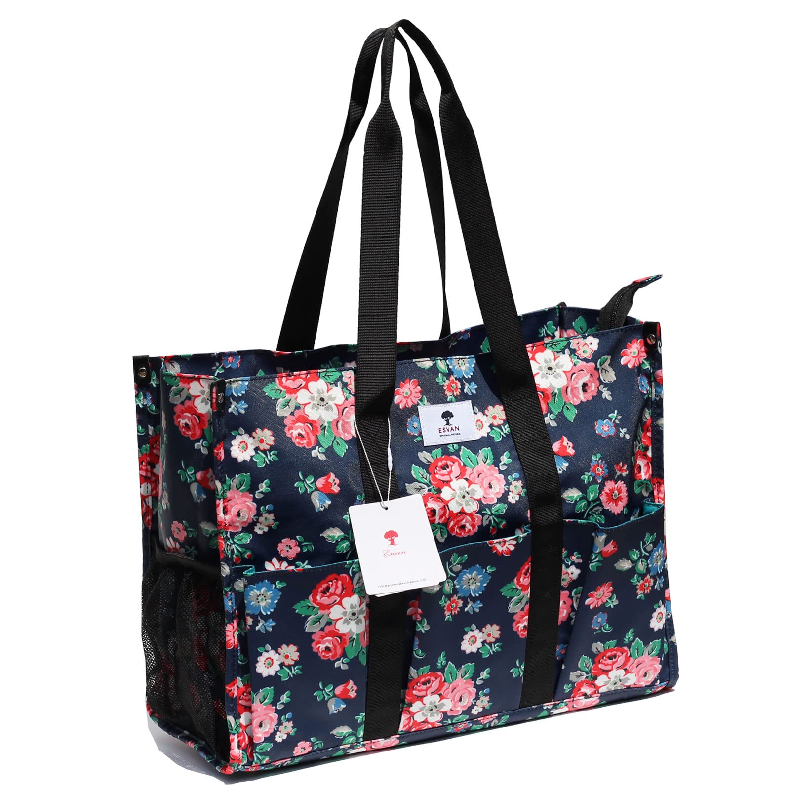 ESVAN Utility Tote Bag with Zip Top Waterproof Teacher Tote Bag for Teacher Work Women Beach