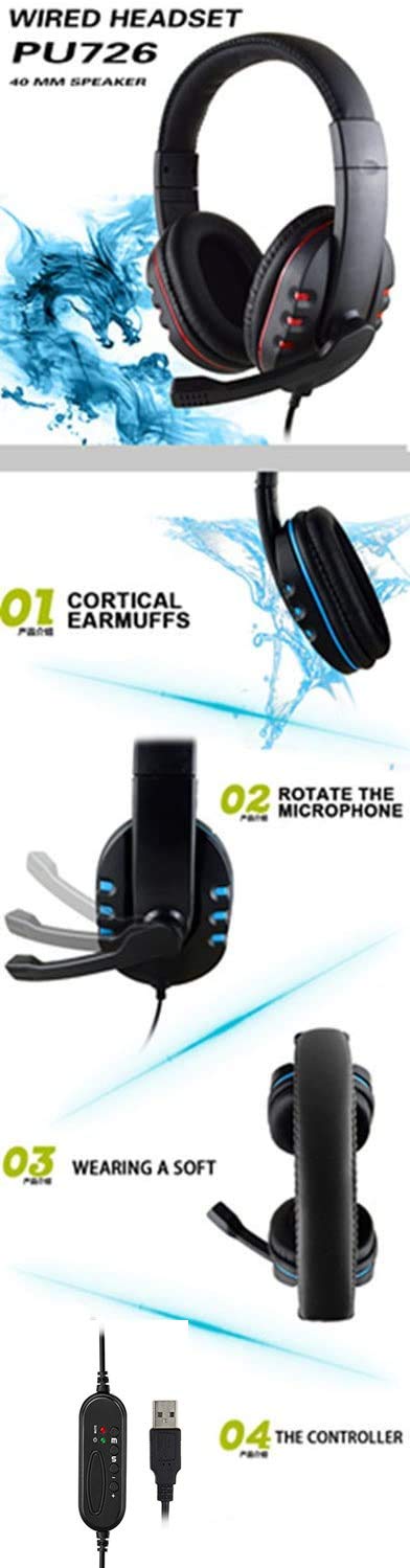 FNSHIP P3-726 Headband Gaming Headset USB Port Wired Stereo Micphone Headphone Earphone for PC Game