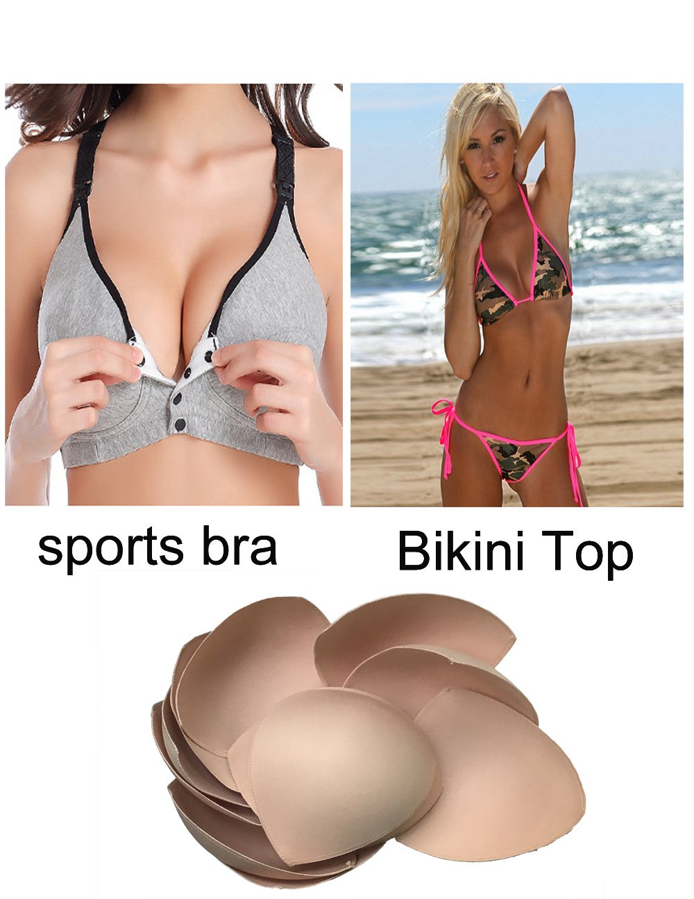 Fengyuan Large 3 pairs Bra pad insert Women Removable Cup Inserts for Sport Bra Bikini Bra