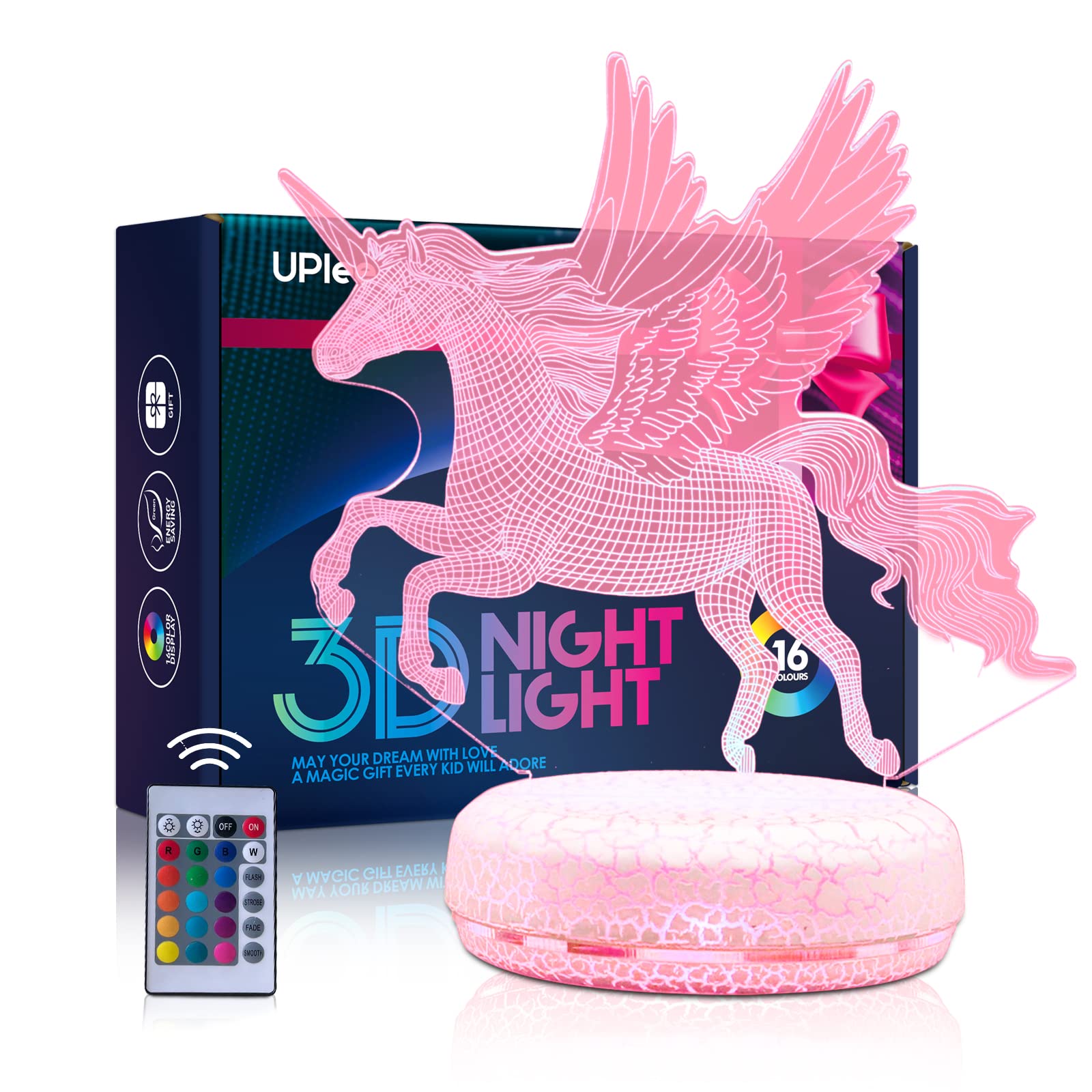 Unicorns gifts for girls,Unicorn Night Light, unicorn lamps for girls bedroom, Rechargeable Led 3D Illusion Nightlight,discolor Lamp with Remote, Unicorn Toys Birthday Gifts 4 5 6 7 8 9 10 Years Old