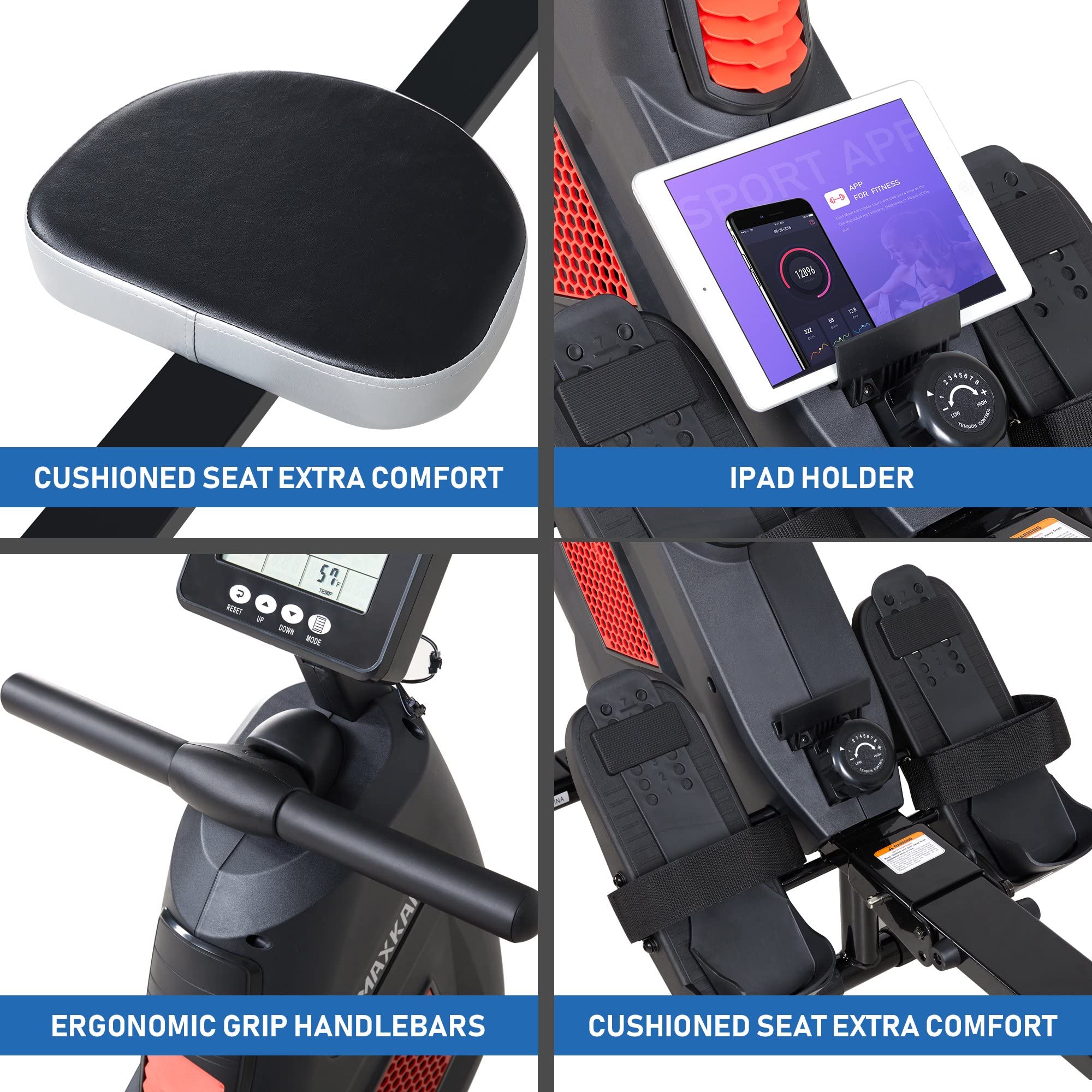 Foldable Rowing Machine Indoor Exercise Machine Magnetic with 16 Level Adjustable Resistance 245lb Weight Capacity for Home Cardio Exercise Training