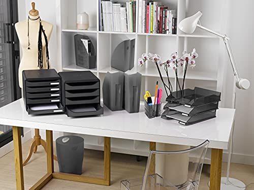 Exacompta Big-Box Metallic, 347x278x267mm, 4 Drawers - Black/Metallic Silver