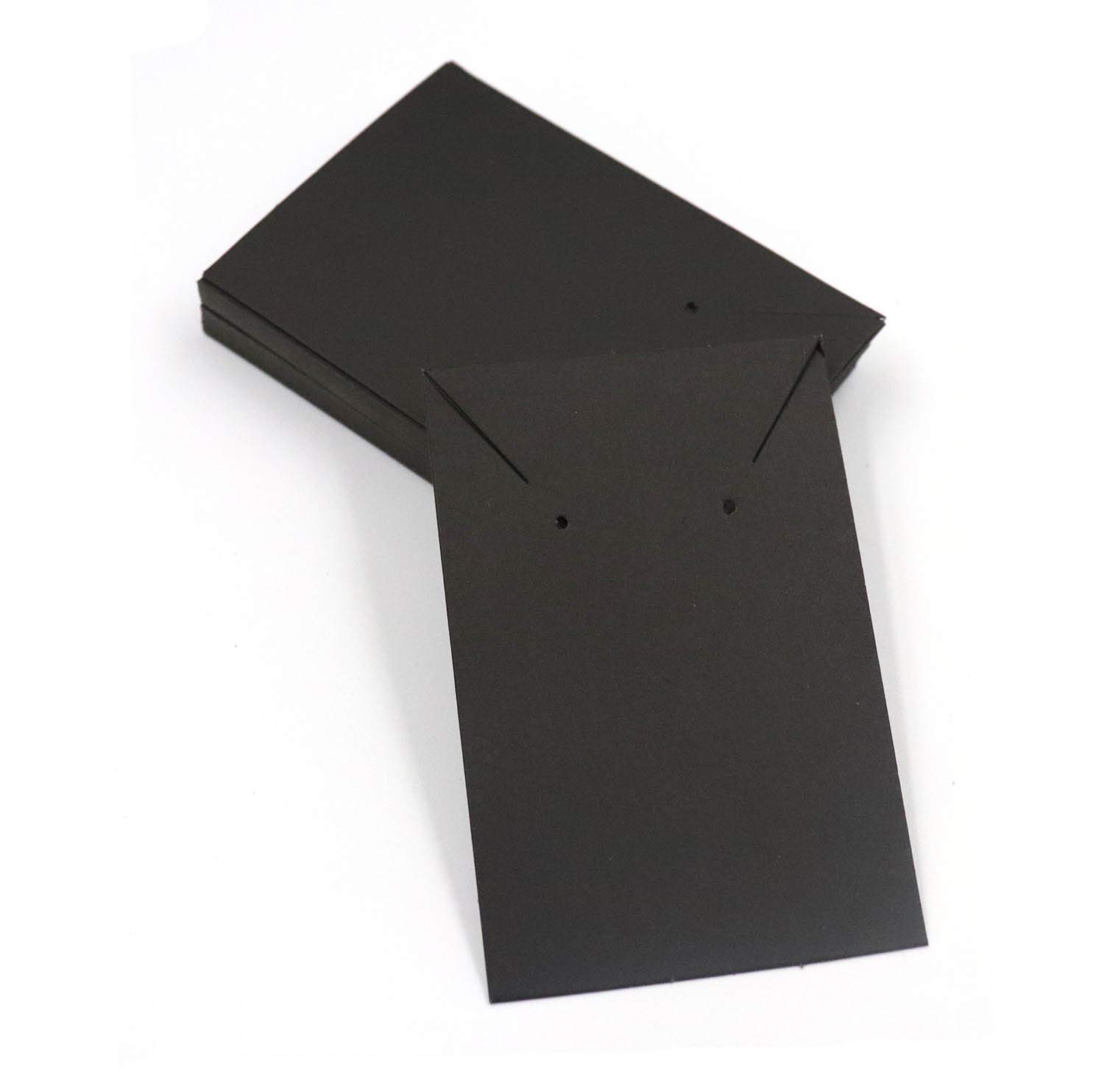 Floranea 50 Pcs Necklace Earring Display Cards Rectangle Hanging Dangle Holder Cardboard Tags for Jewelry Bracelet ear Studs Storage DIY Accessories (Black)