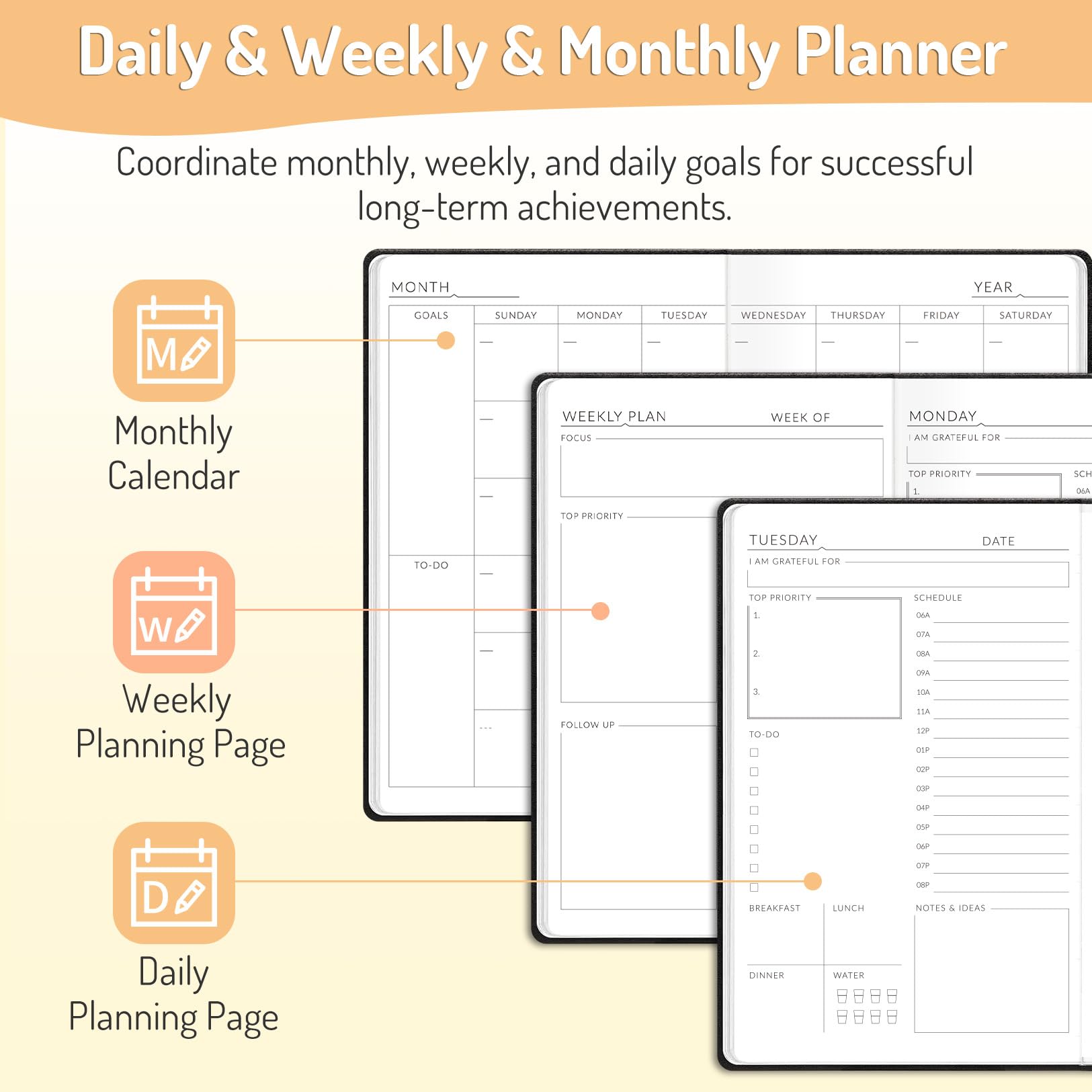 Forvencer 2024 Planner, Daily, Weekly & Monthly Planner 2024-2025 Academic Year, Durable Hardcover Weekly Planner for Work, School, Home, Start Anytime, A5(5.8'' x 8.3''), Dark Green