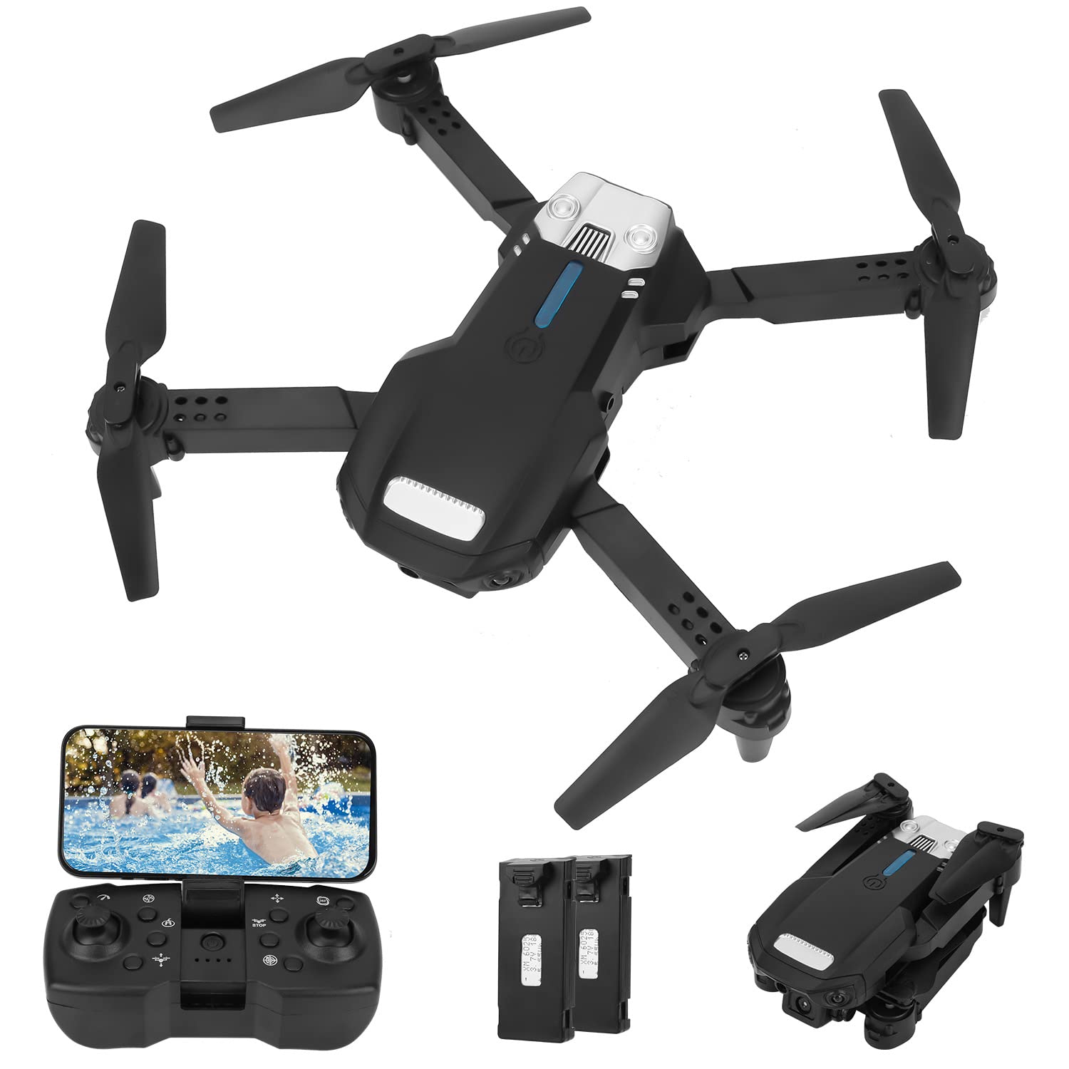 FDWYTY Drone with Camera for Adults, 1080P HD FPV Auto-Adjustable Camera with Optical Flow Positioning RC Quadcopter with Altitude Hold, Headless Mode, One Key Start/Land, Speed Adjustment, 3D Flips - 2 Batteries, 25 Mins Flight Time, Green