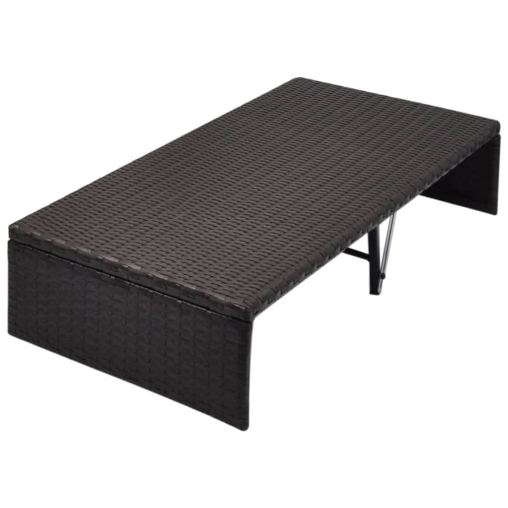 vidaXL Patio Bed, Outdoor Double Chaise Lounge with Canopy, Patio Furniture for Outdoor Courtyard Poolside Balcony, Brown Poly Rattan